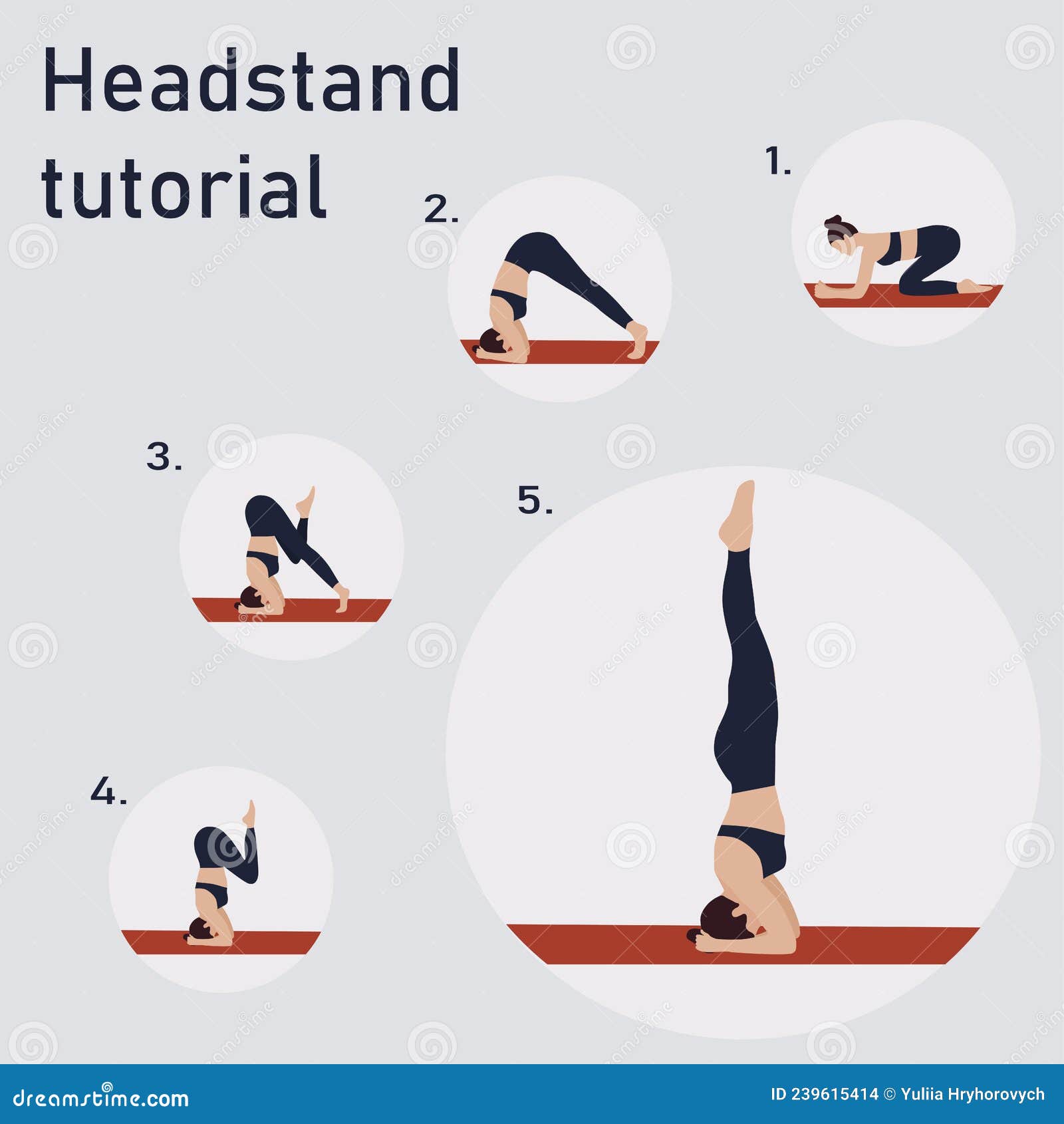 Headstand Tutorial. Yoga. Woman Doing Yoga Stock Vector - Illustration ...