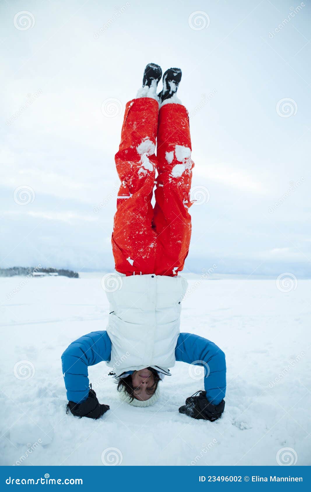 Headstand in winter stock photo. Image of headstand, nature - 23496002