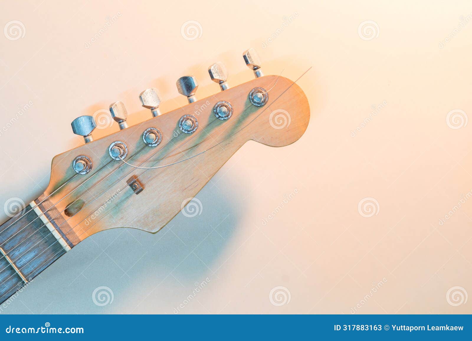 Headstock of the Six String Classic Electric Guitar Stock Image - Image ...