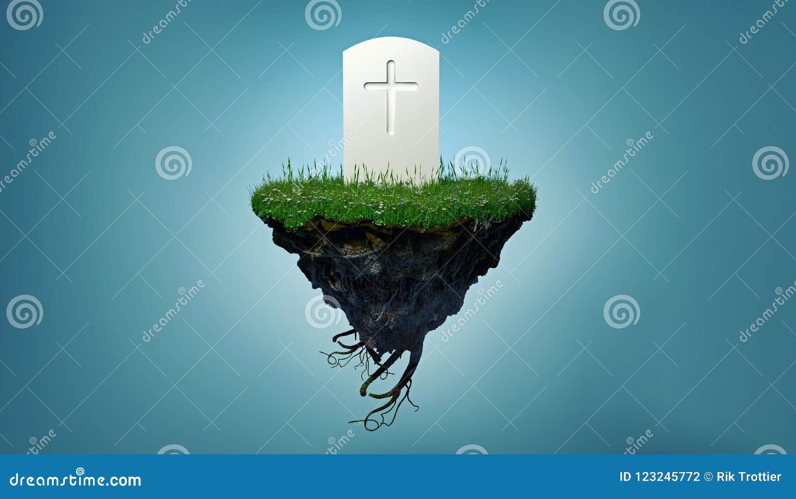 Headstone on a Floating Grave Stock Illustration - Illustration of ...