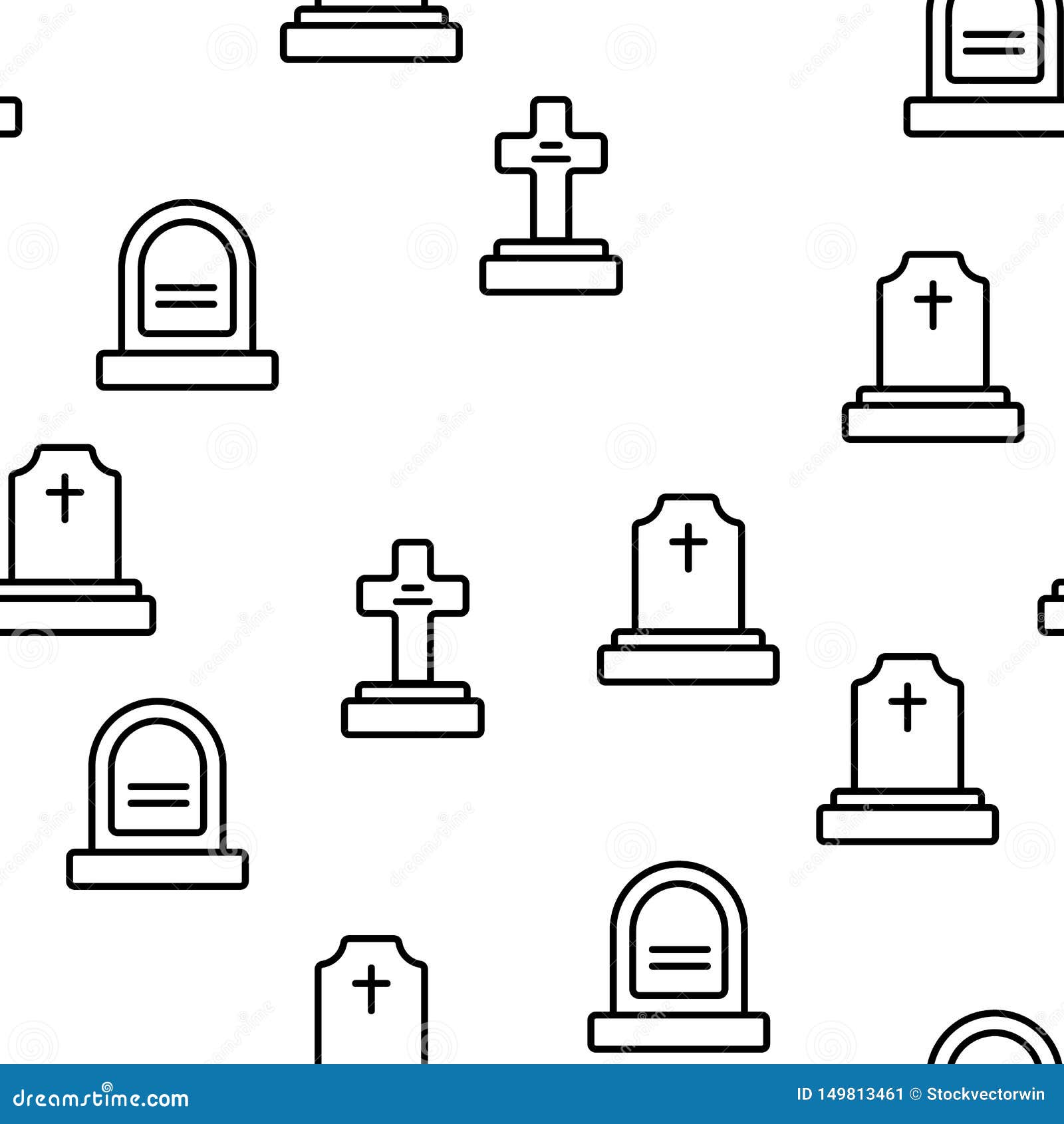 Headstone, Gravestone, Tombstone Vector Seamless Pattern Stock Vector ...