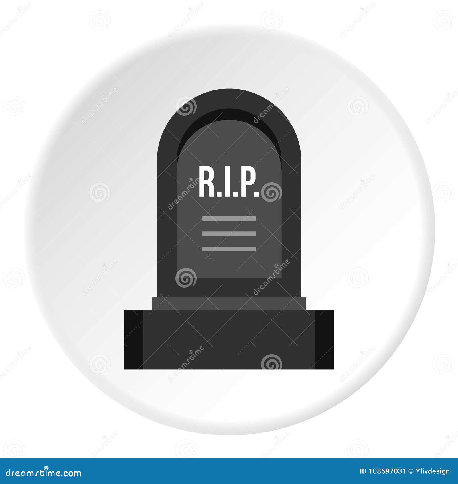 Headstone icon circle stock vector. Illustration of graveyard - 108597031
