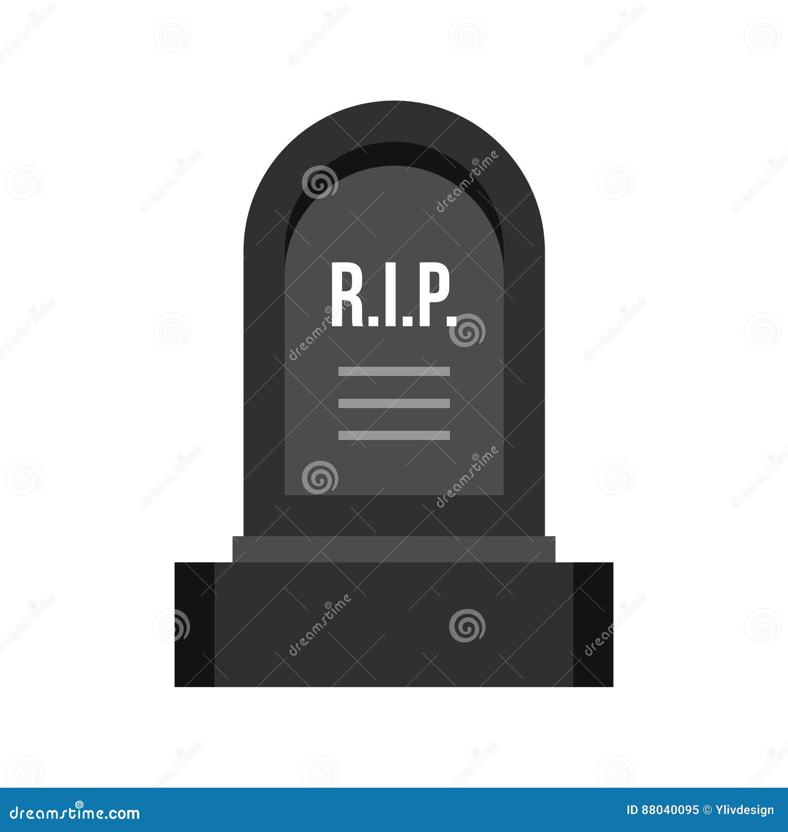 Headstone icon, flat style stock vector. Illustration of grave - 88040095