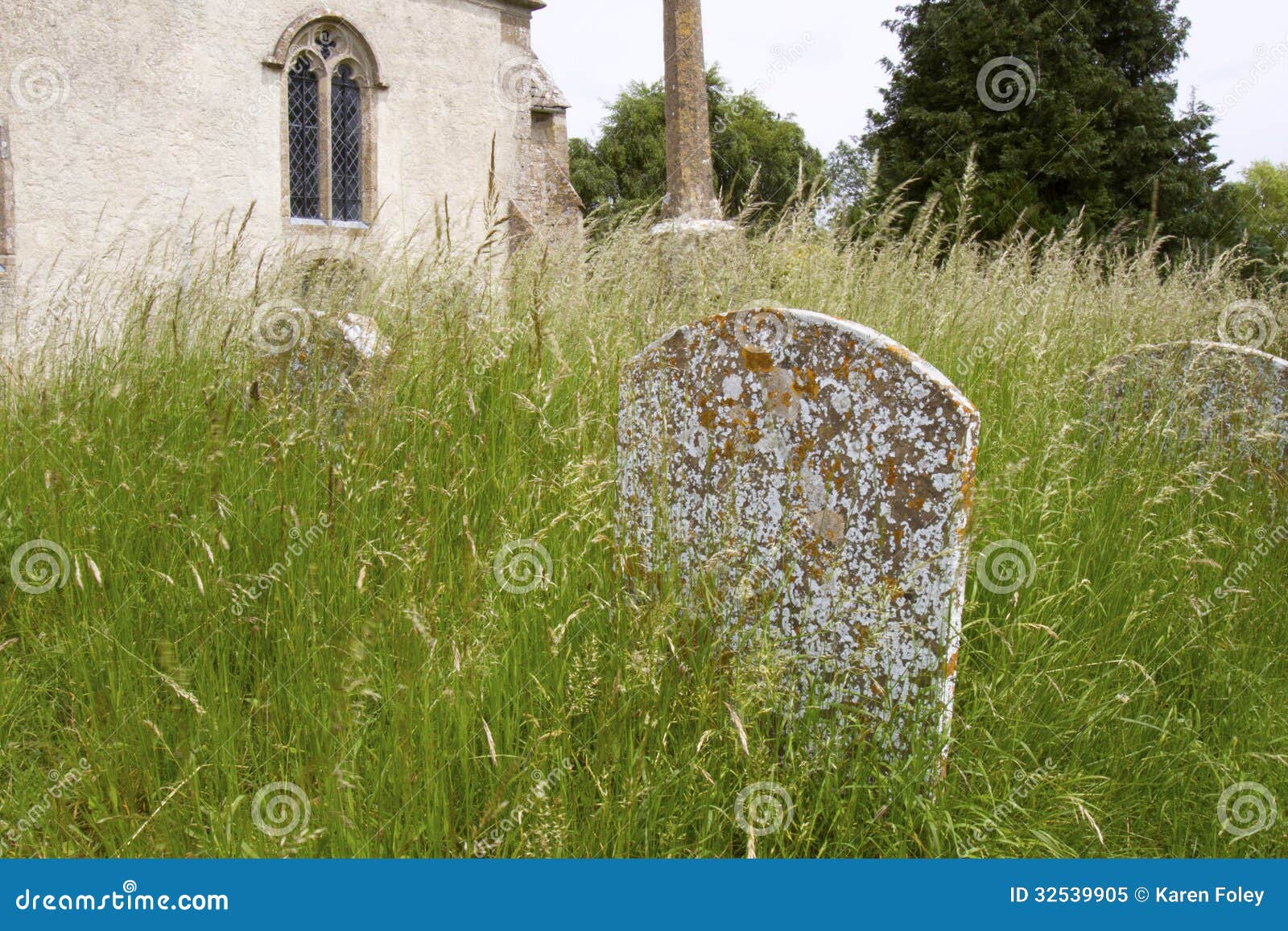 Headstone in Overgrown Church Yard Stock Image - Image of overgrown ...