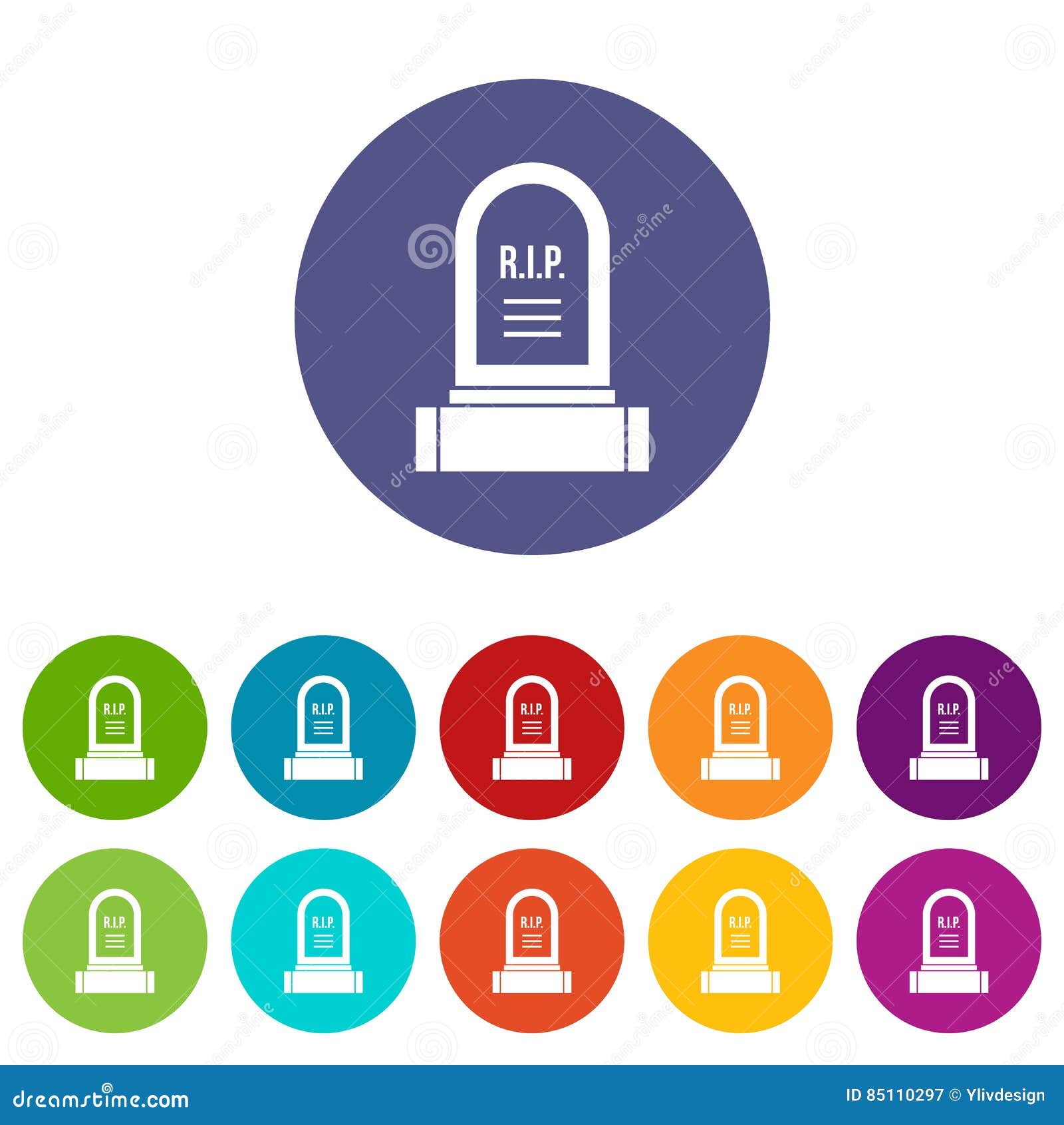 Headstone set icons stock vector. Illustration of object - 85110297