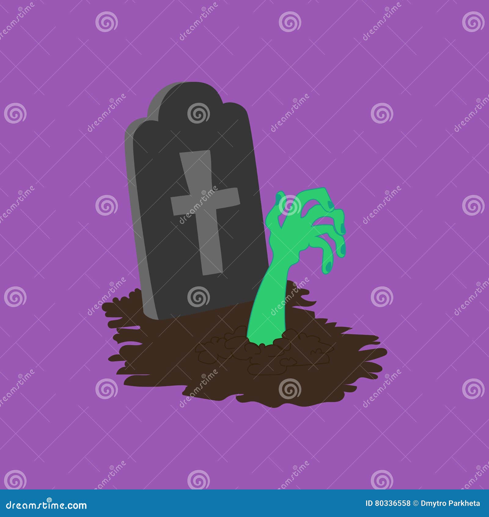 Headstone and zombie hands stock vector. Illustration of ghost - 80336558