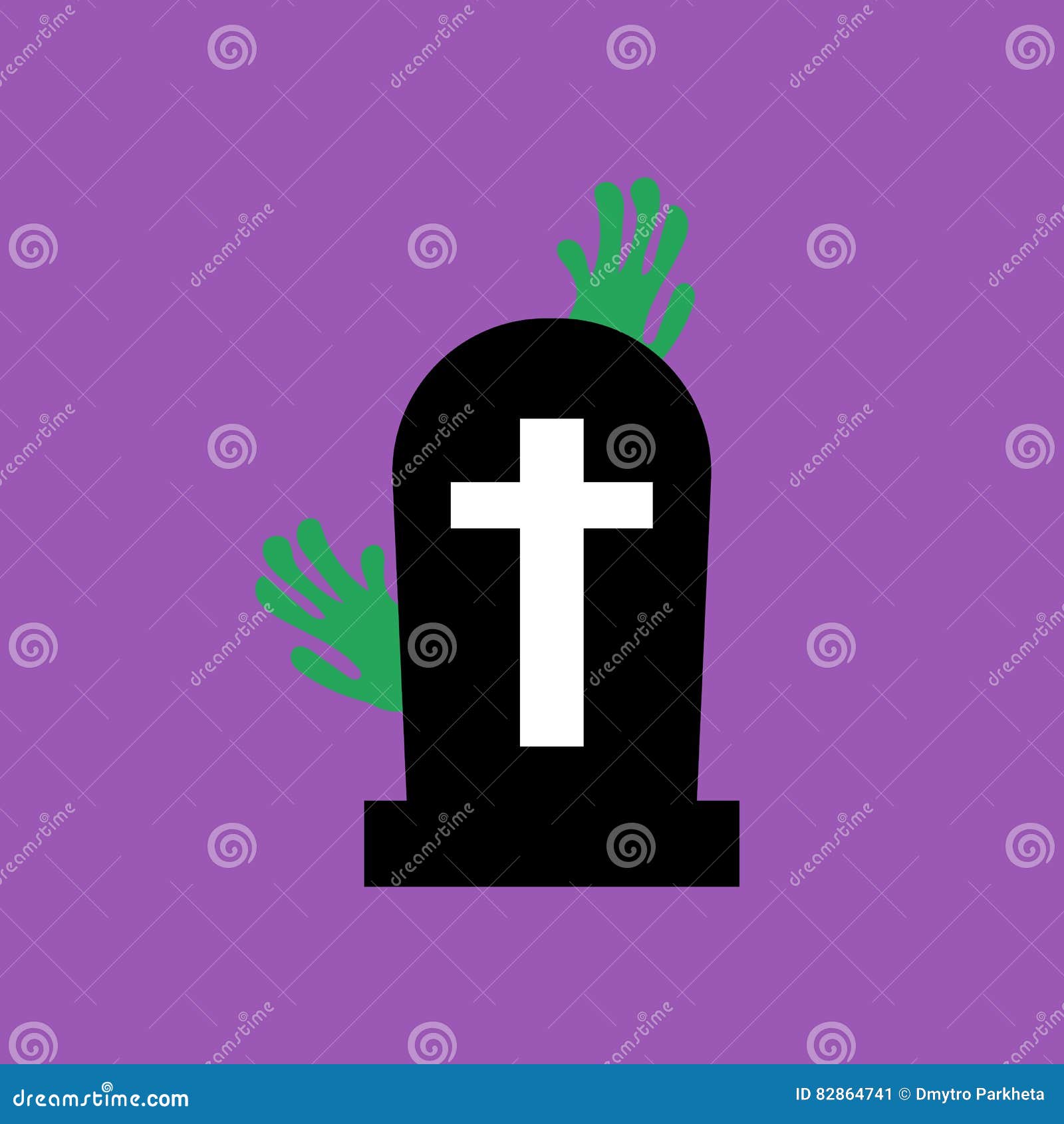 Headstone and zombie hands stock vector. Illustration of symbol - 82864741