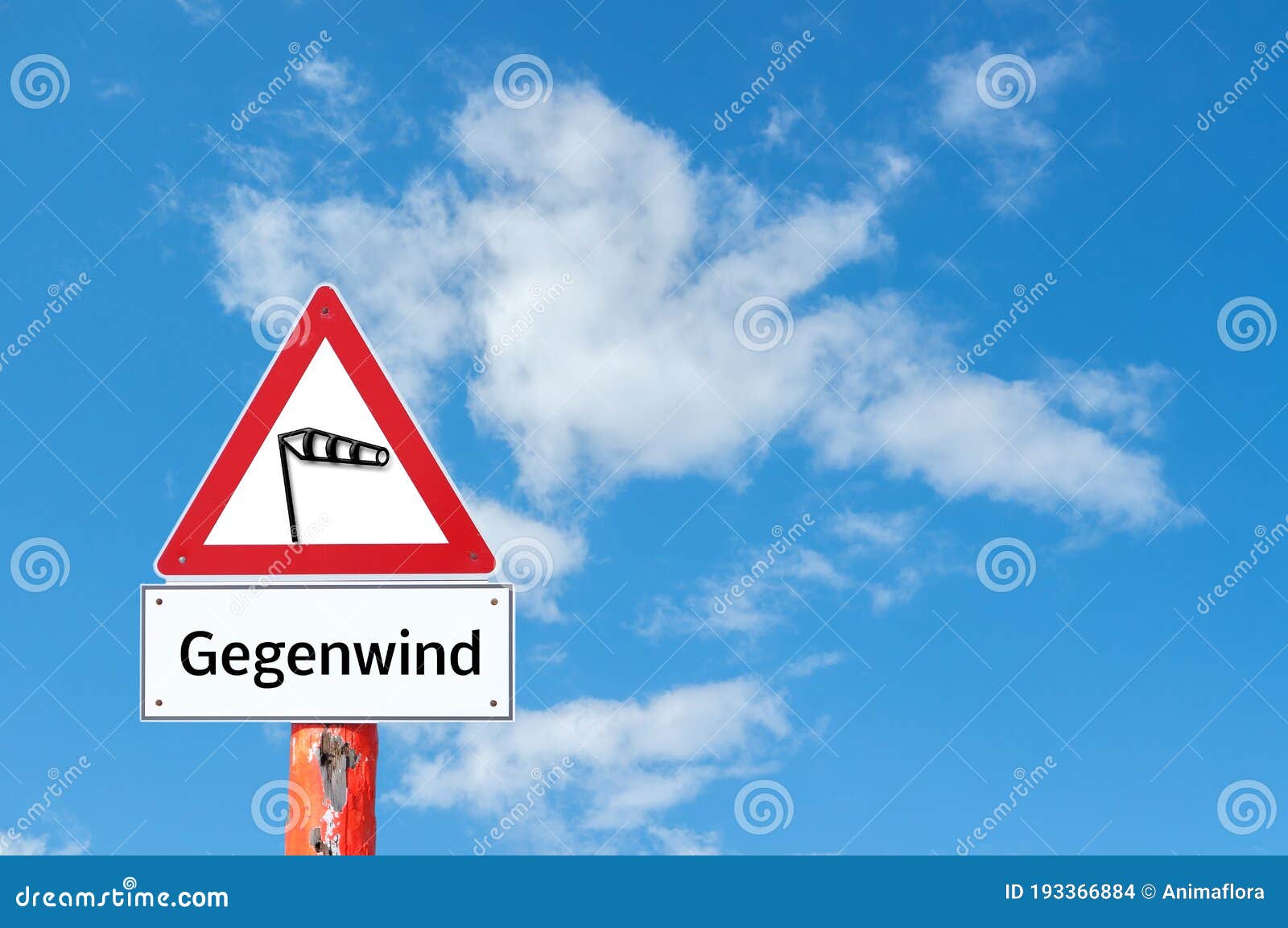 Headwind Warning sign stock photo. Image of cloud, movement - 193366884