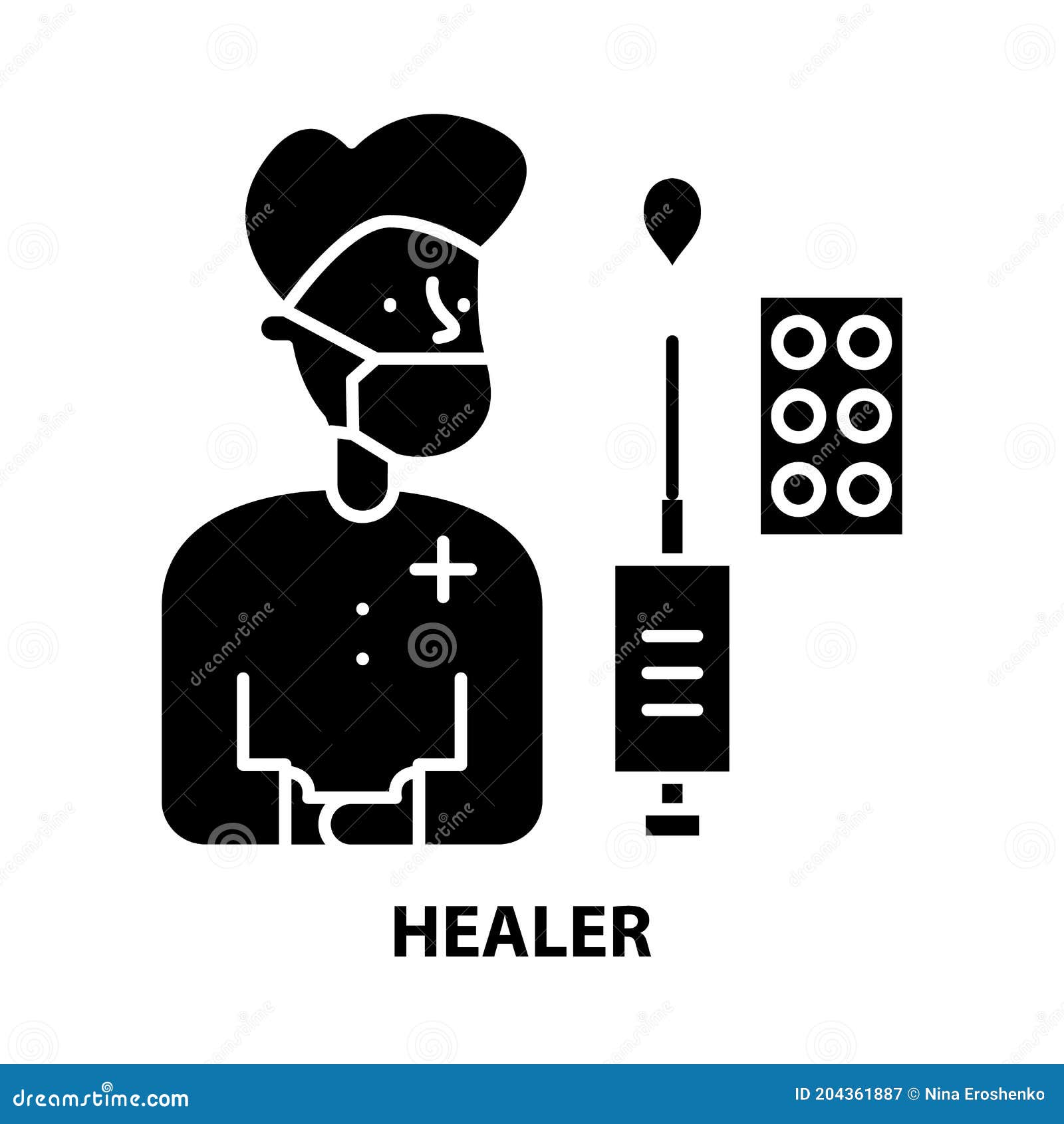 Healer Icon, Black Vector Sign With Editable Strokes, Concept ...