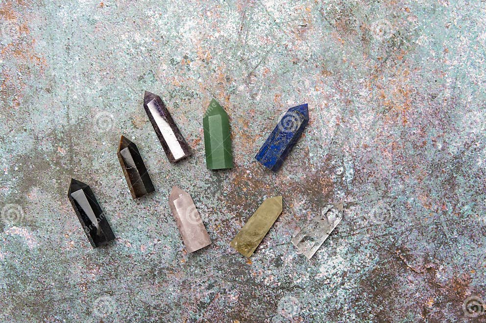 Healing Chakra Crystals on Marble Background Stock Photo - Image of ...