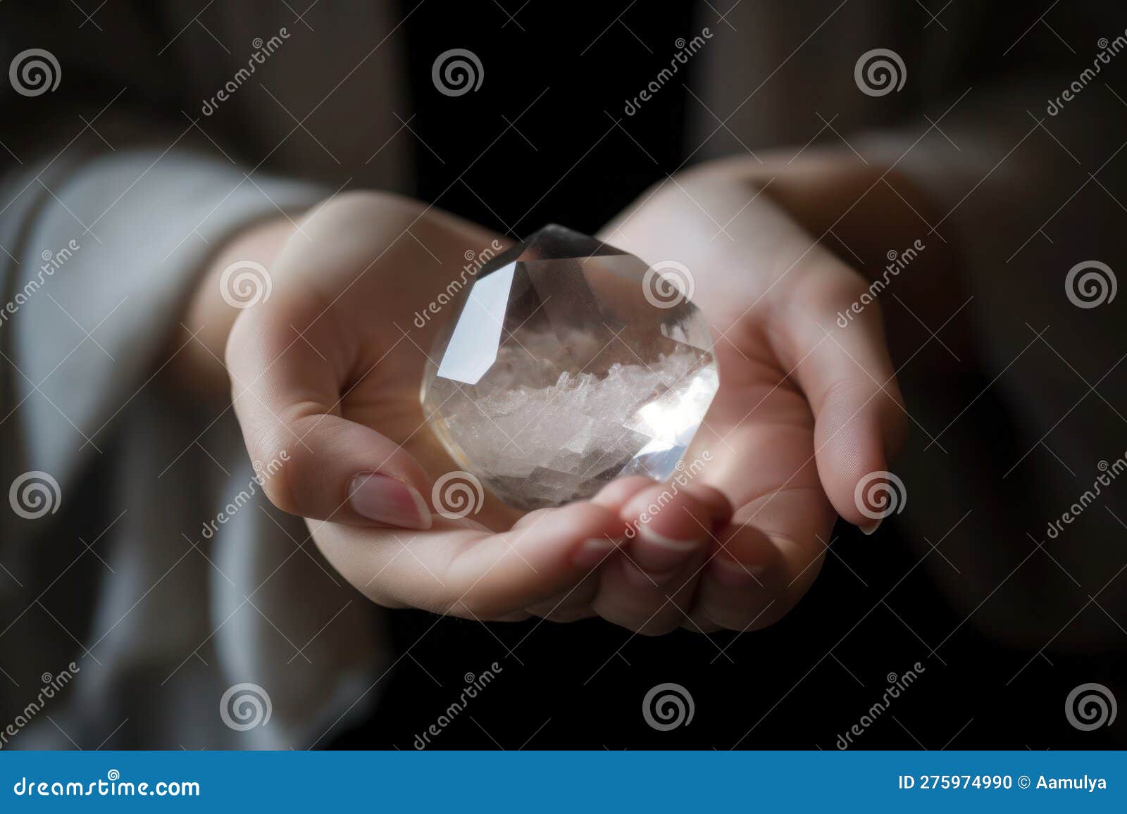 Healing Crystal in Hands for Practice and Rituals, AI Generated Stock ...