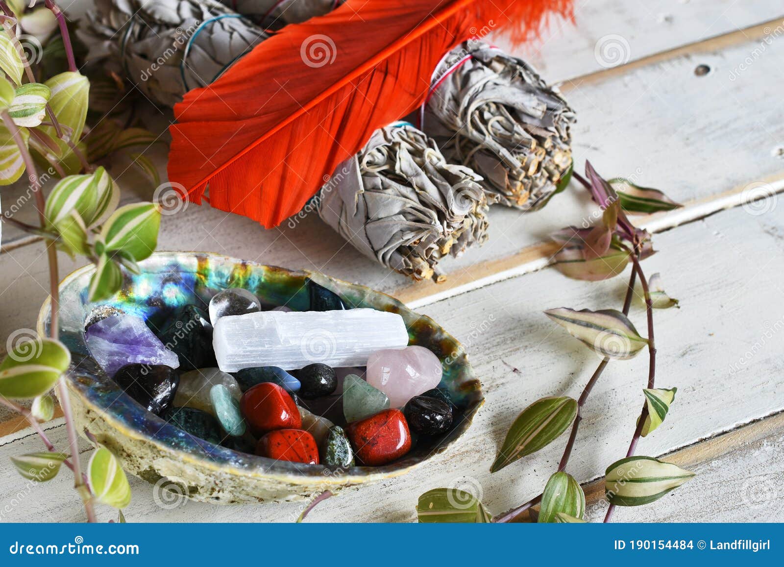 Healing Crystals and White Sage Bundles Stock Photo - Image of crystal ...