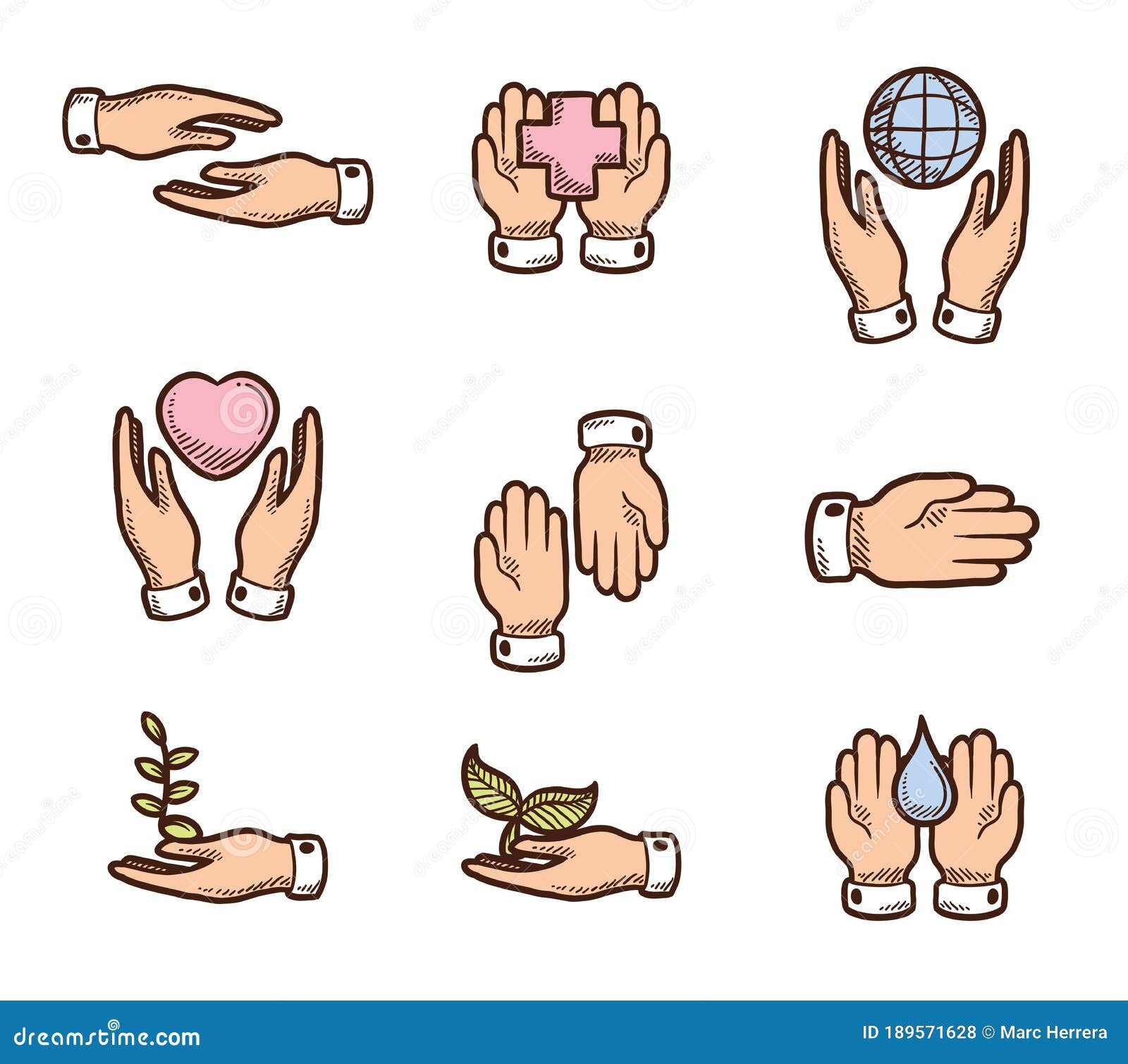 Variety of Healing Hands Icons Stock Illustration - Illustration of ...