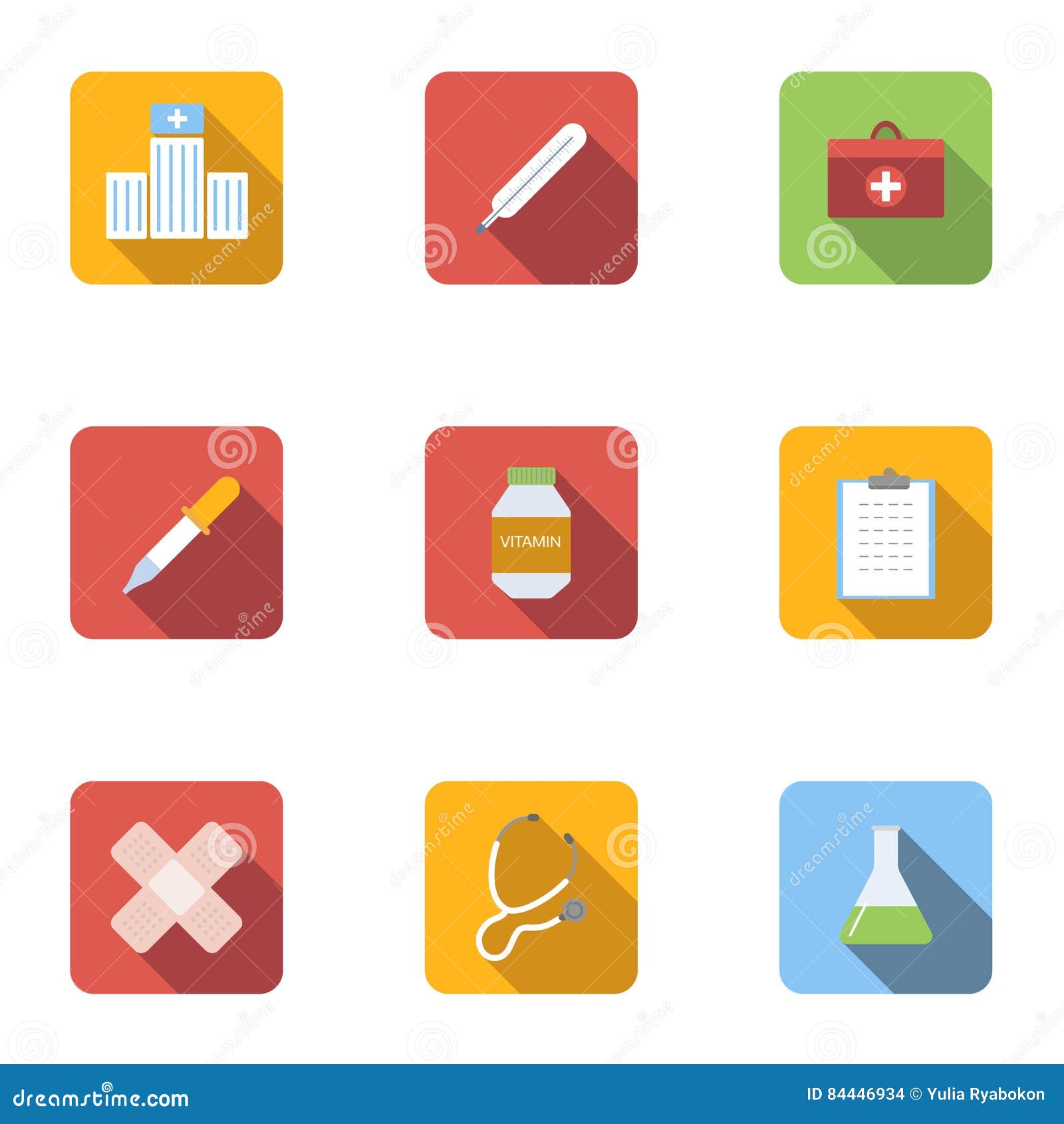 Healing Icons Set, Flat Style Stock Vector - Illustration of aids ...