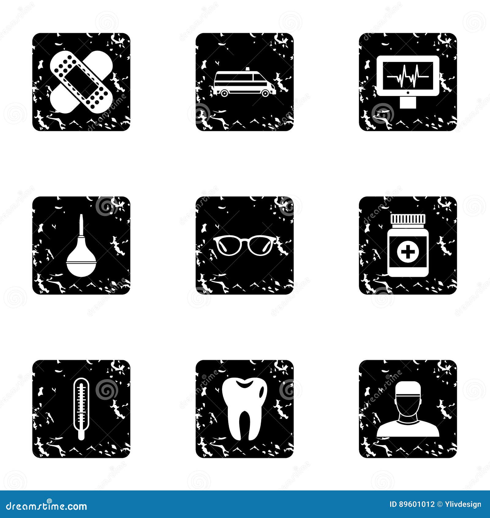 Healing Icons Set, Grunge Style Stock Vector - Illustration of enema ...