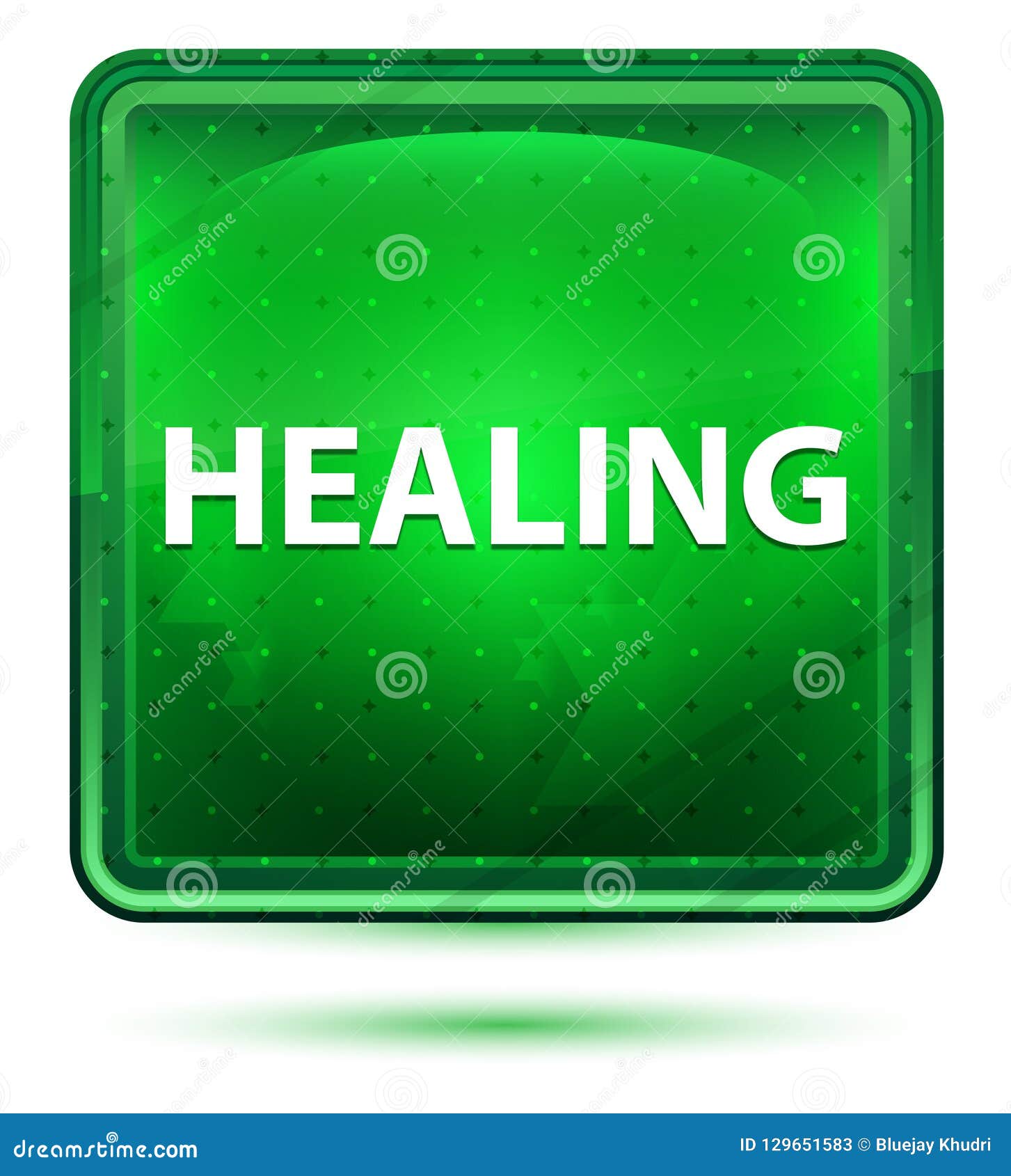 Healing Neon Light Green Square Button Stock Illustration ...