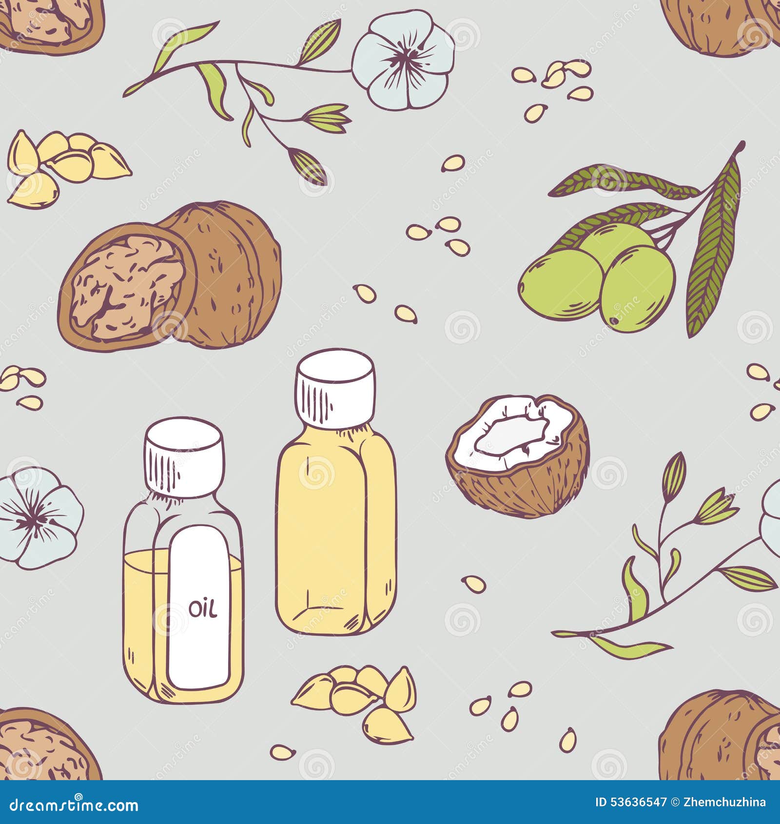 Healing Oils Seamless Pattern. Healthy Background Stock Vector ...