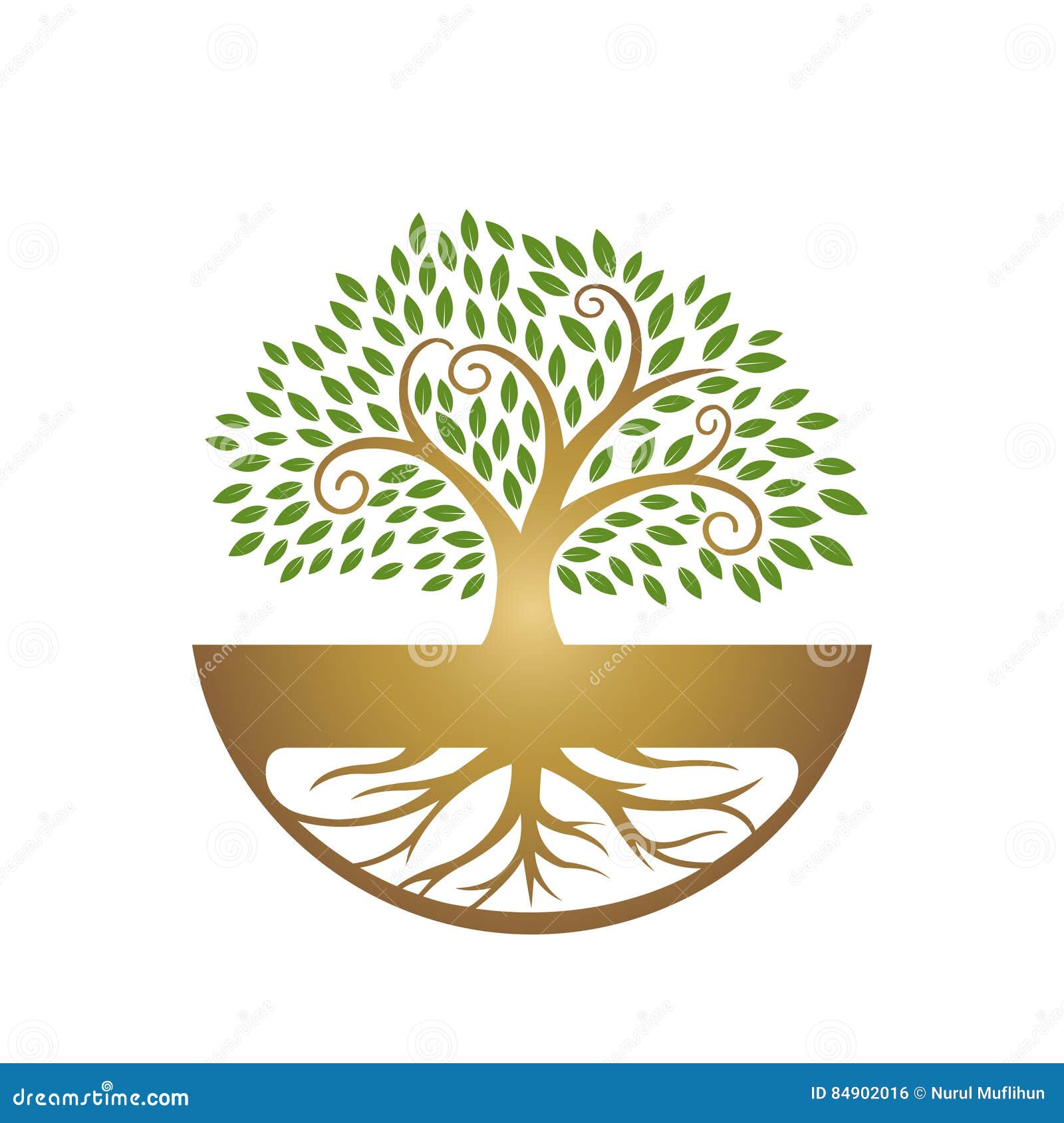 Healing Root Tree Leaf Icon Stock Illustration - Illustration of ...