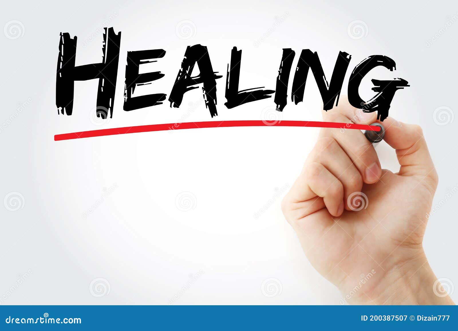 Healing text with marker stock image. Image of graphic - 200387507