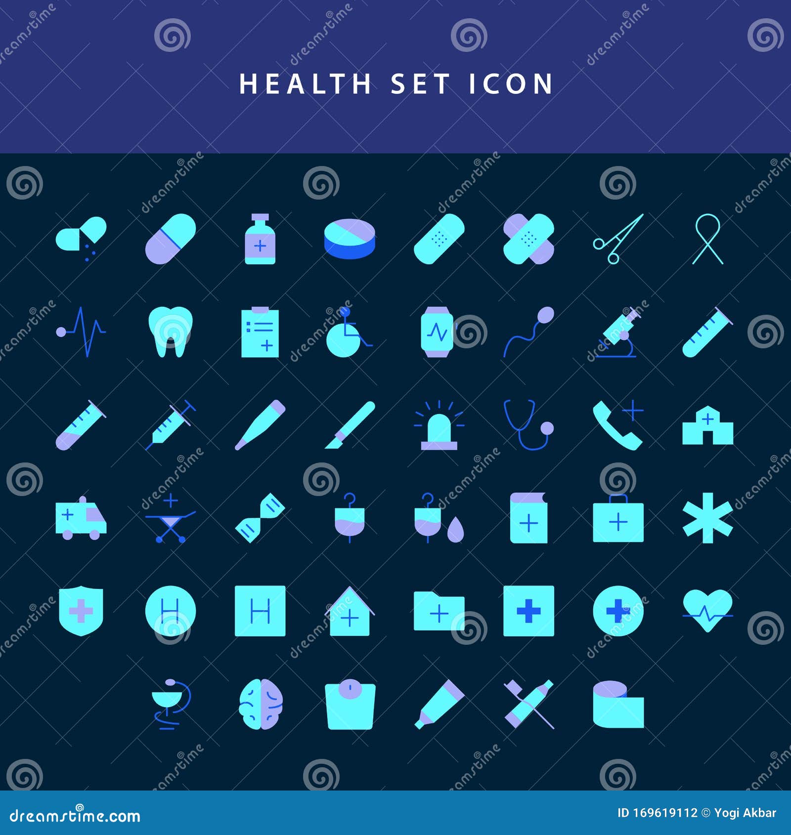 Healt Icon Set Flat Style Design Set Stock Vector - Illustration of ...