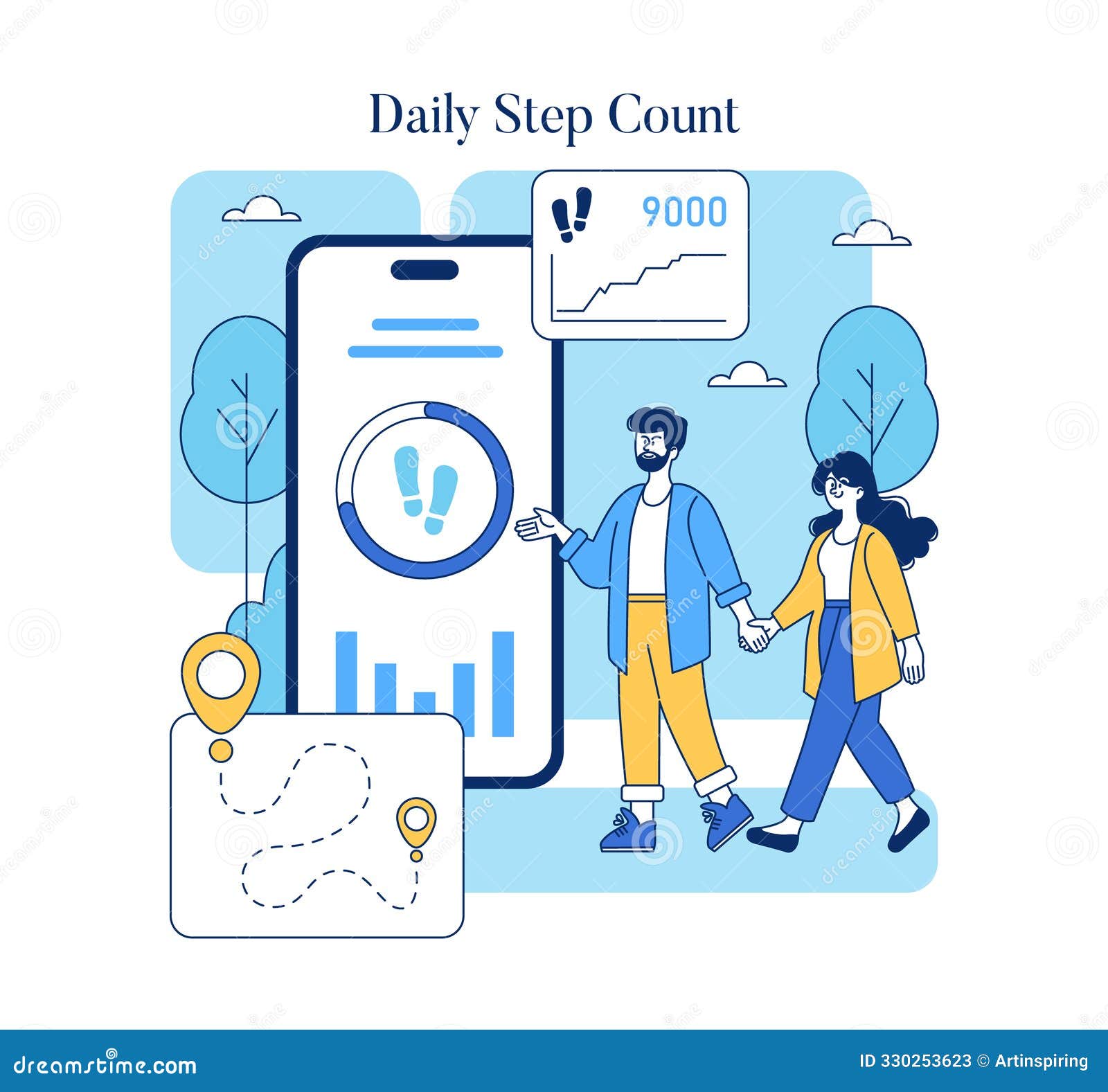 Health Apps. Flat Vector Illustration Stock Illustration - Illustration ...