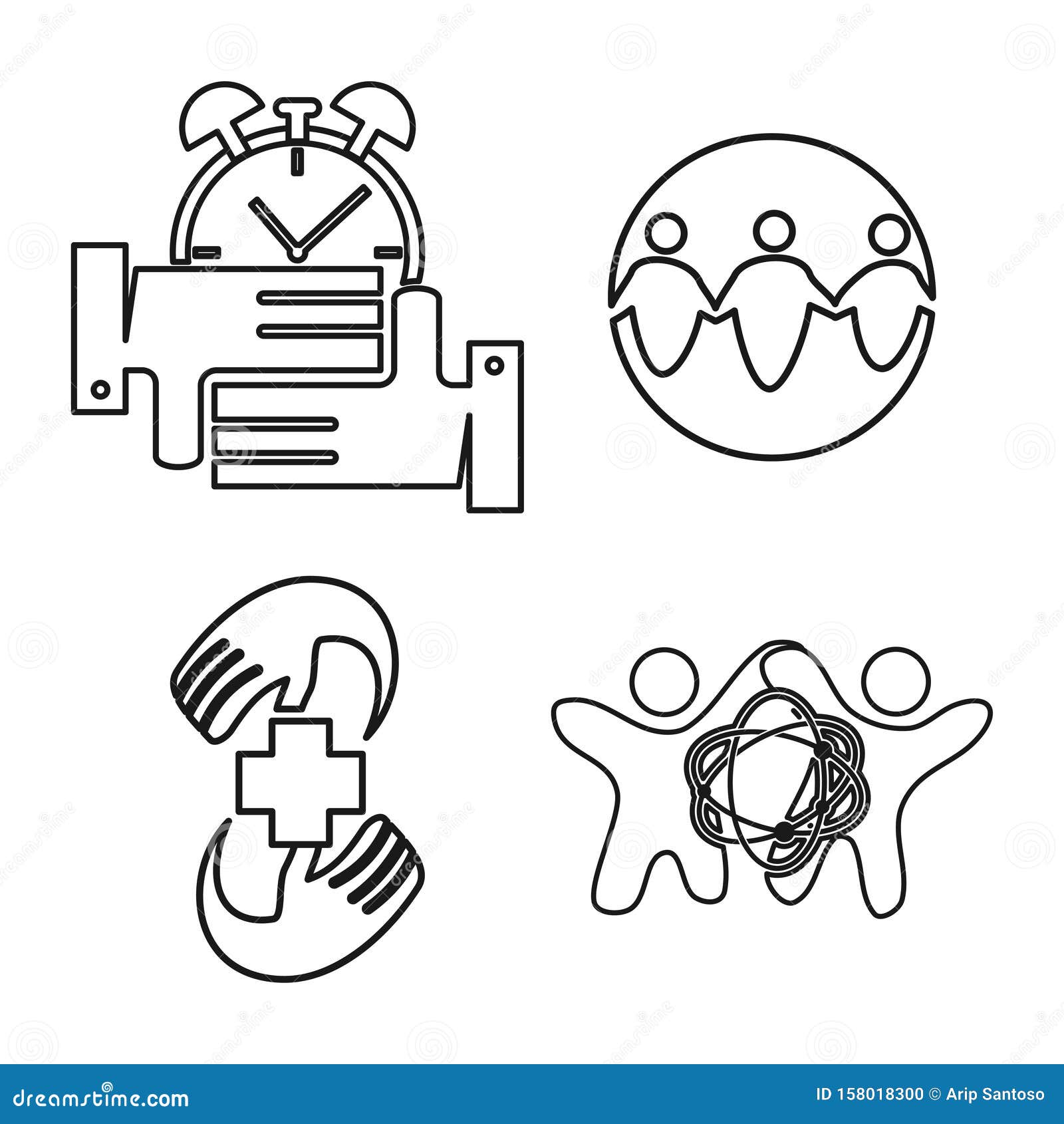 Health Atom Time Commitment Teamwork Together Outline Logo Stock Vector ...