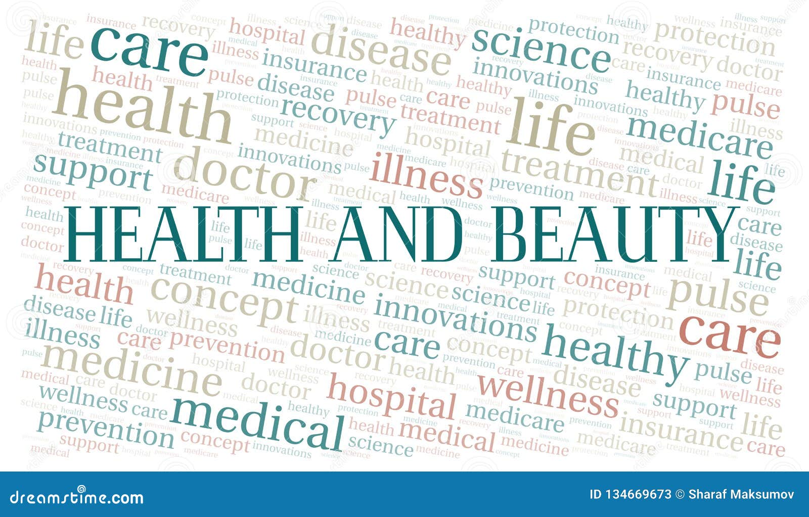 Health and Beauty Word Cloud Stock Illustration - Illustration of word ...
