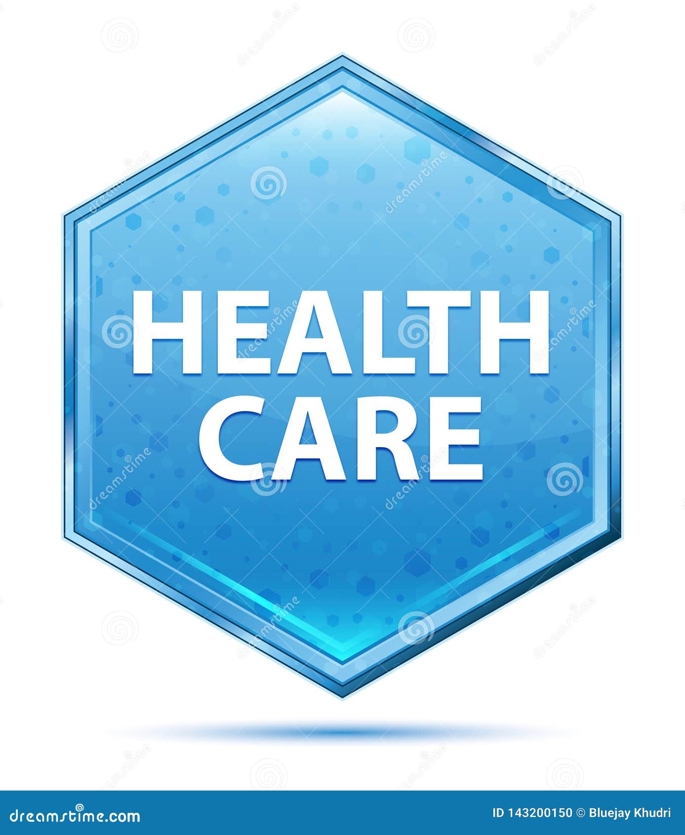 Health Care Crystal Blue Hexagon Button Stock Illustration ...