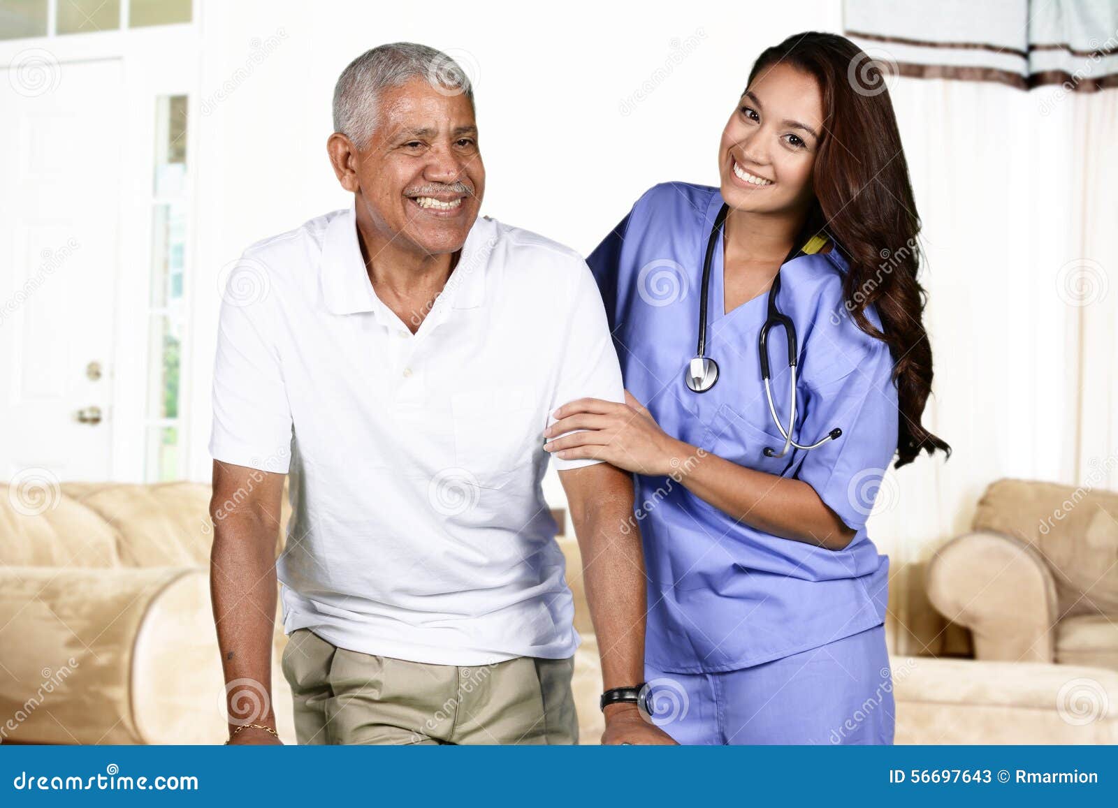 Health Care Worker and Elderly Man Stock Image - Image of helping ...