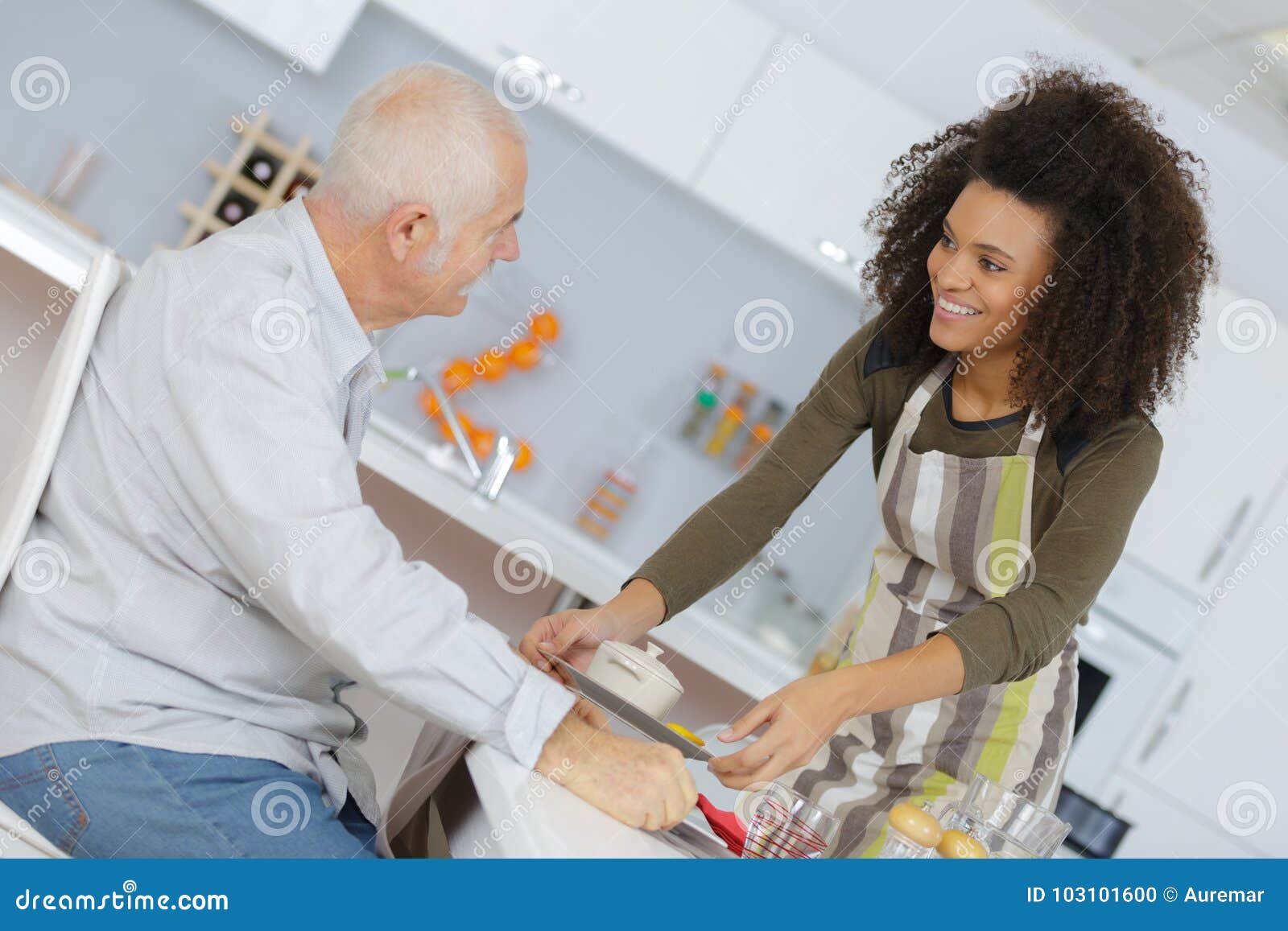 Health Care Worker Helping Elderly Man Stock Photo - Image of ...