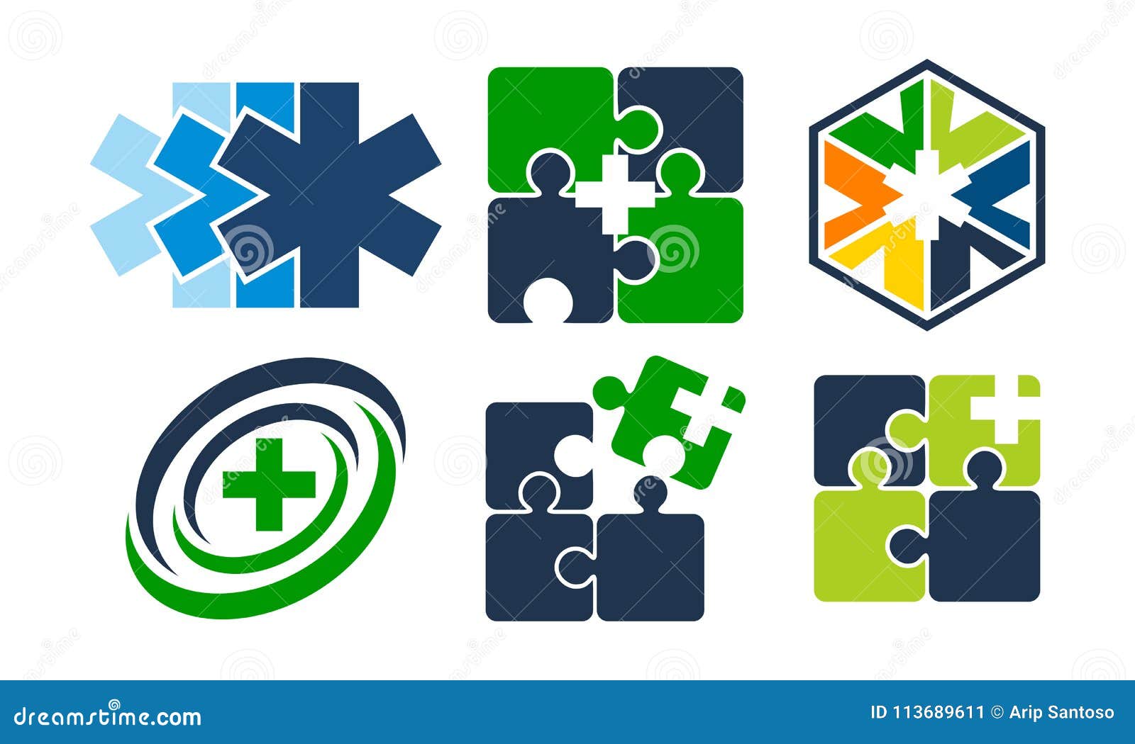 Health Center Template Set stock vector. Illustration of abstract ...