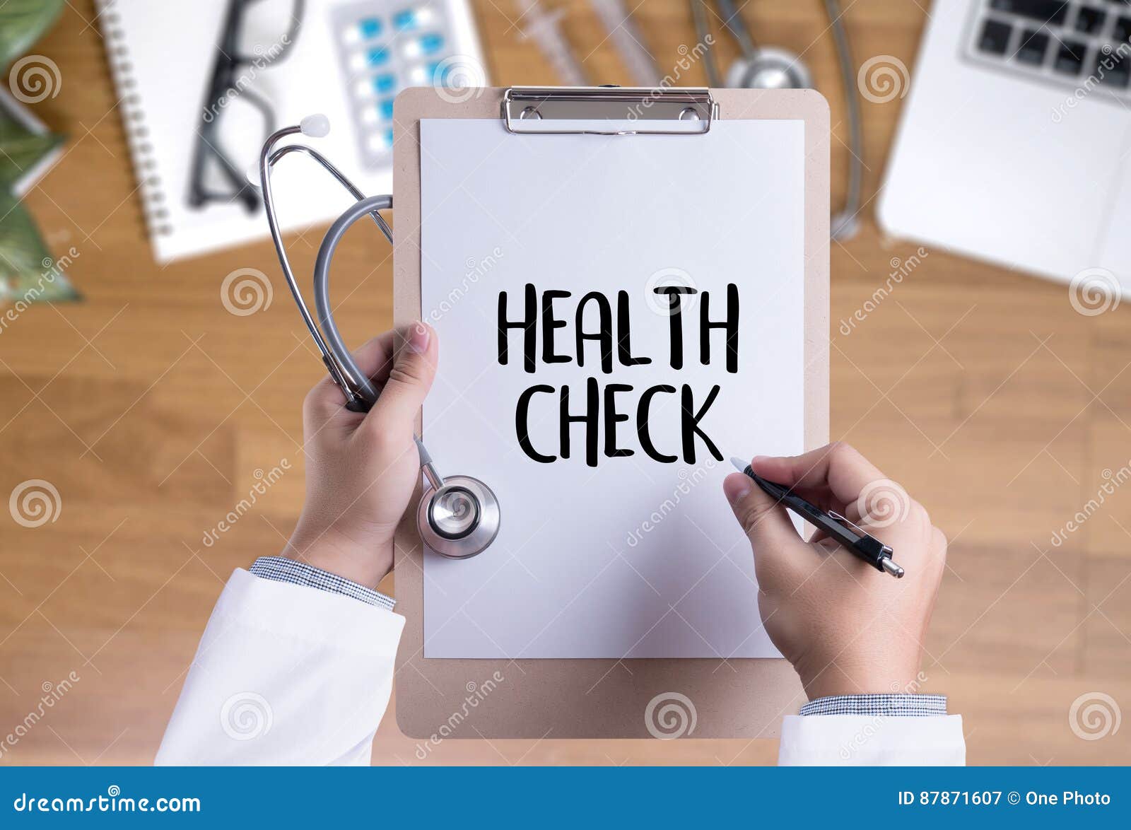 HEALTH CHECK Medicine Doctor Working with Computer Interface As Stock ...
