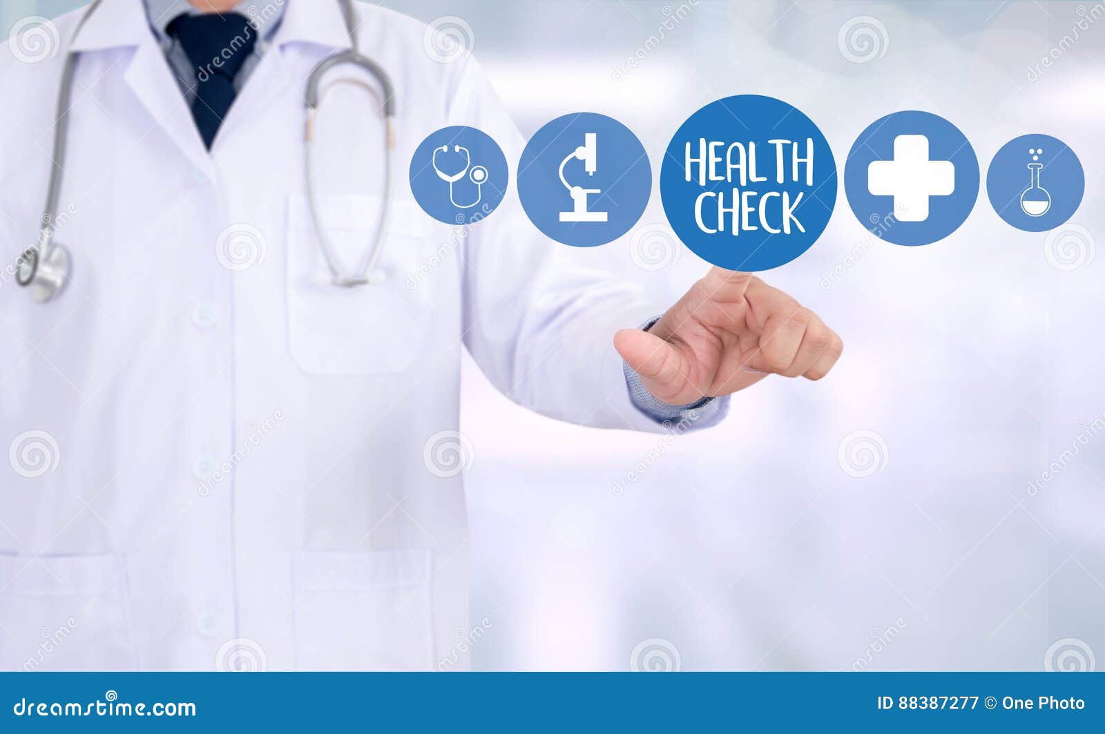 HEALTH CHECK Medicine Doctor Working with Computer Interface As Stock ...