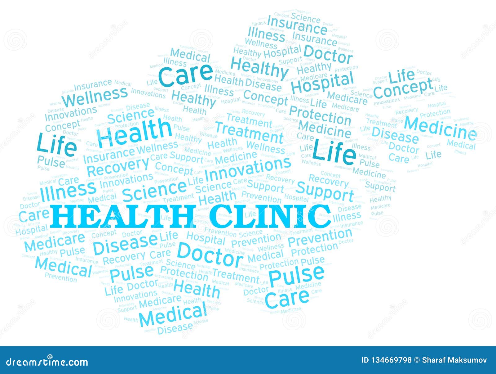 Health Clinic word cloud stock illustration. Illustration of care ...
