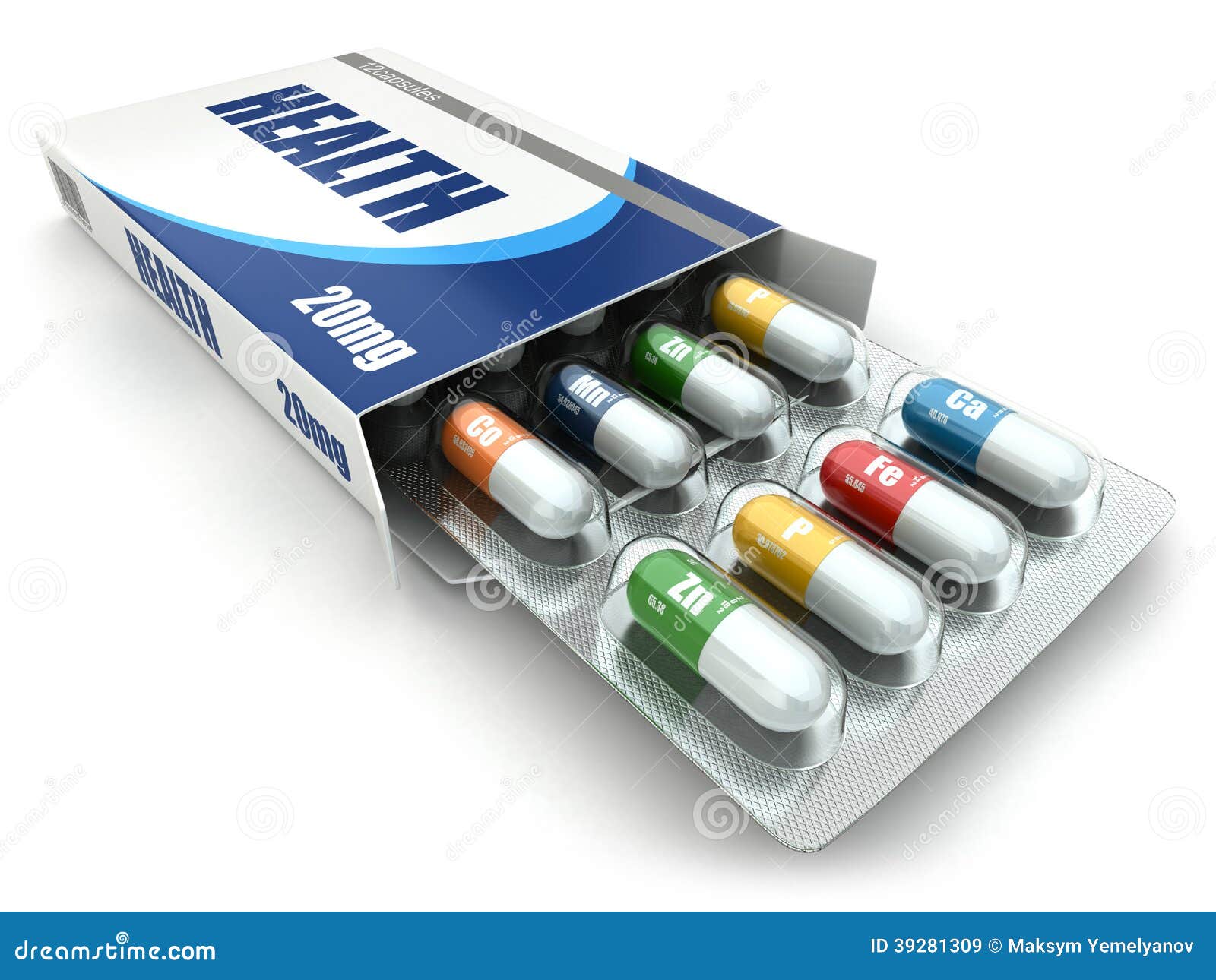 Health Concept. Vitamin Pills in Box Stock Illustration - Illustration ...