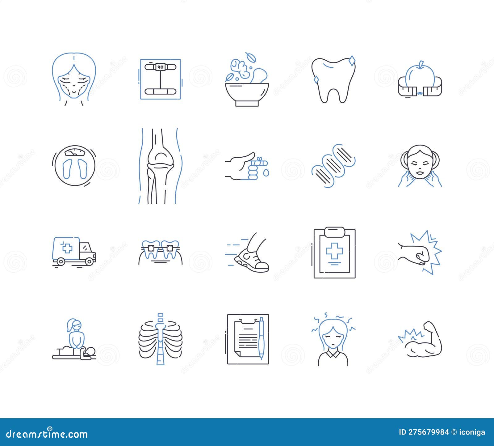 Health Data Analytics Line Icons Collection. Predictive, Statistics ...