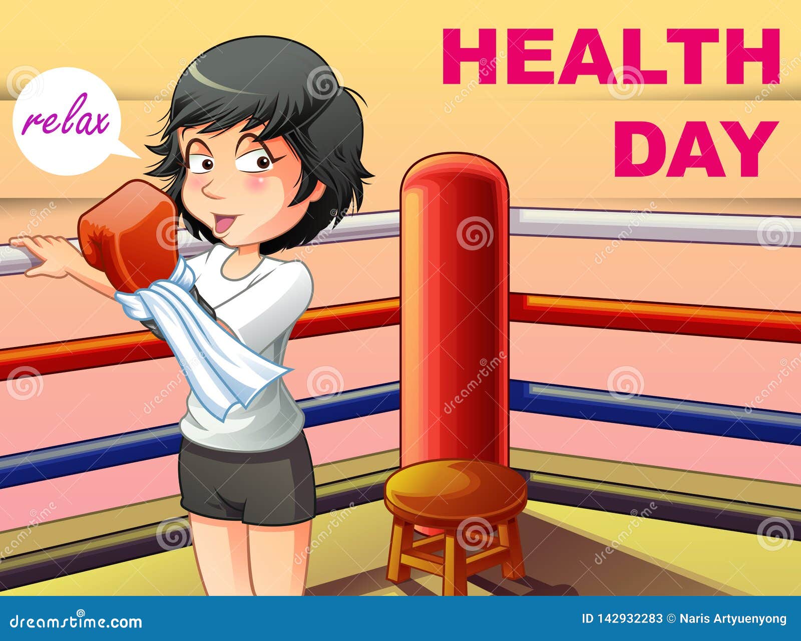 Health Day in Cartoon Style. Stock Vector - Illustration of awareness ...