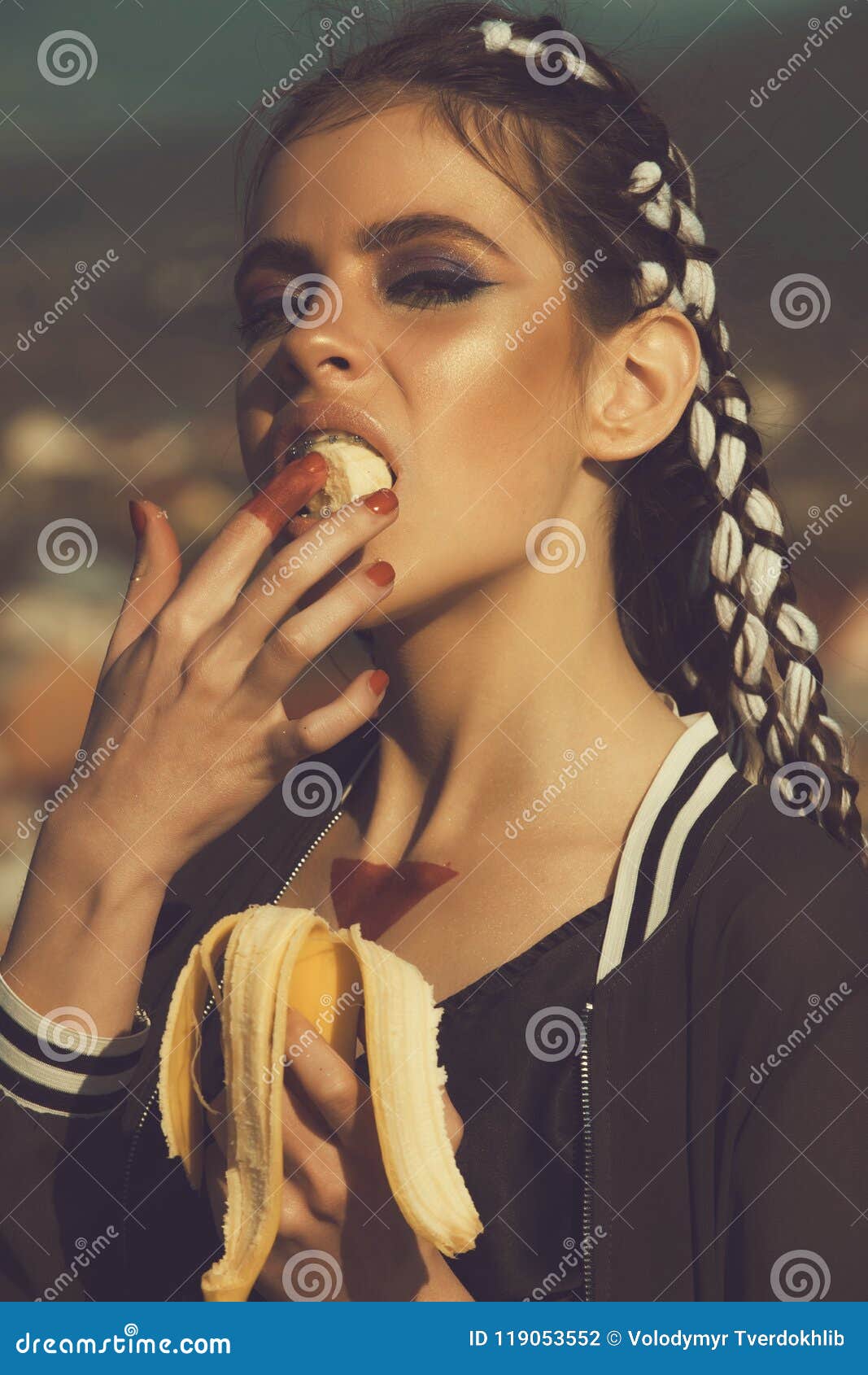 Health And Diet Healthy Dieting Cute Woman With Stylish Makeup Eating