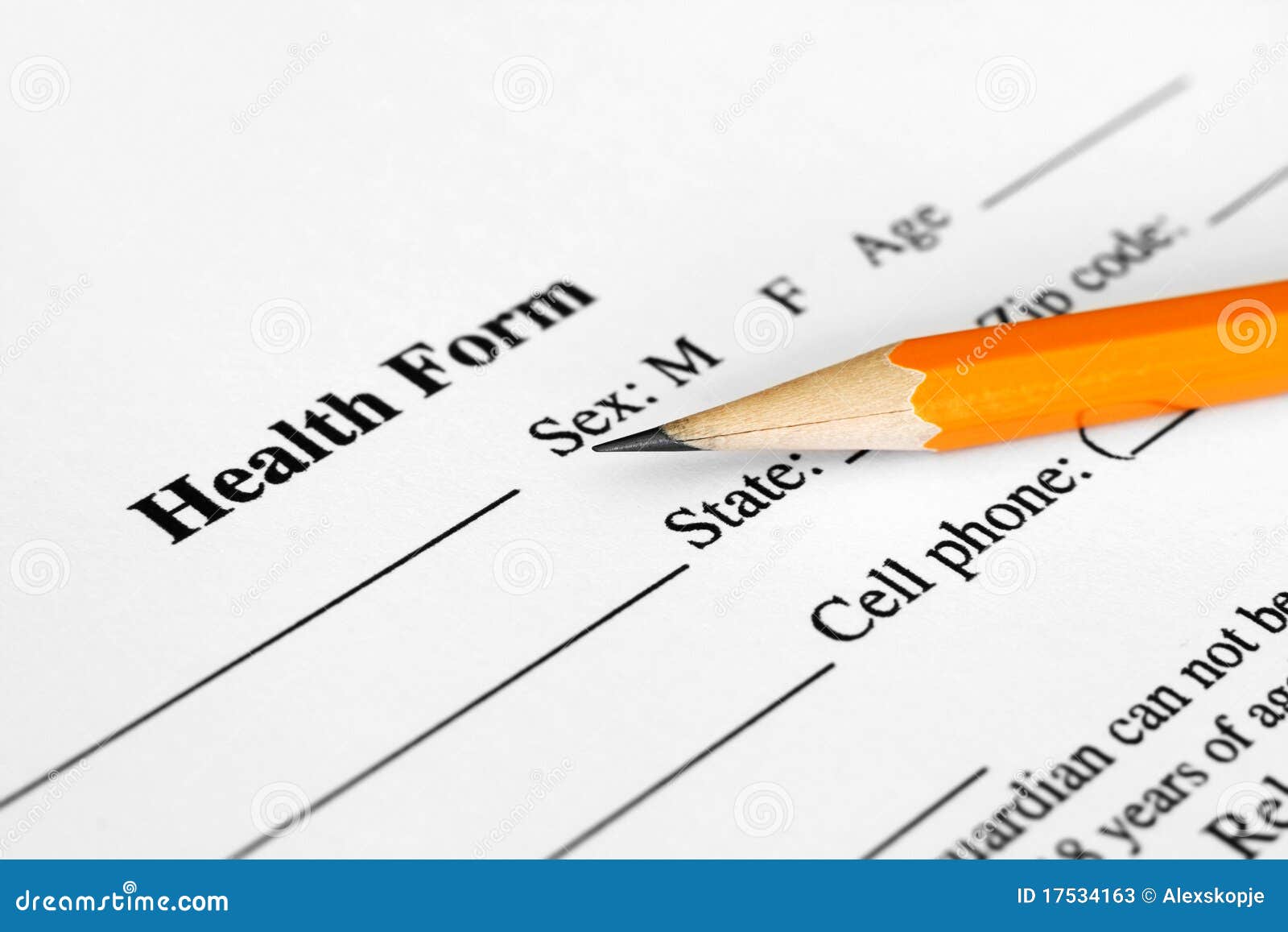 Health form stock image. Image of exam, care, insure - 17534163