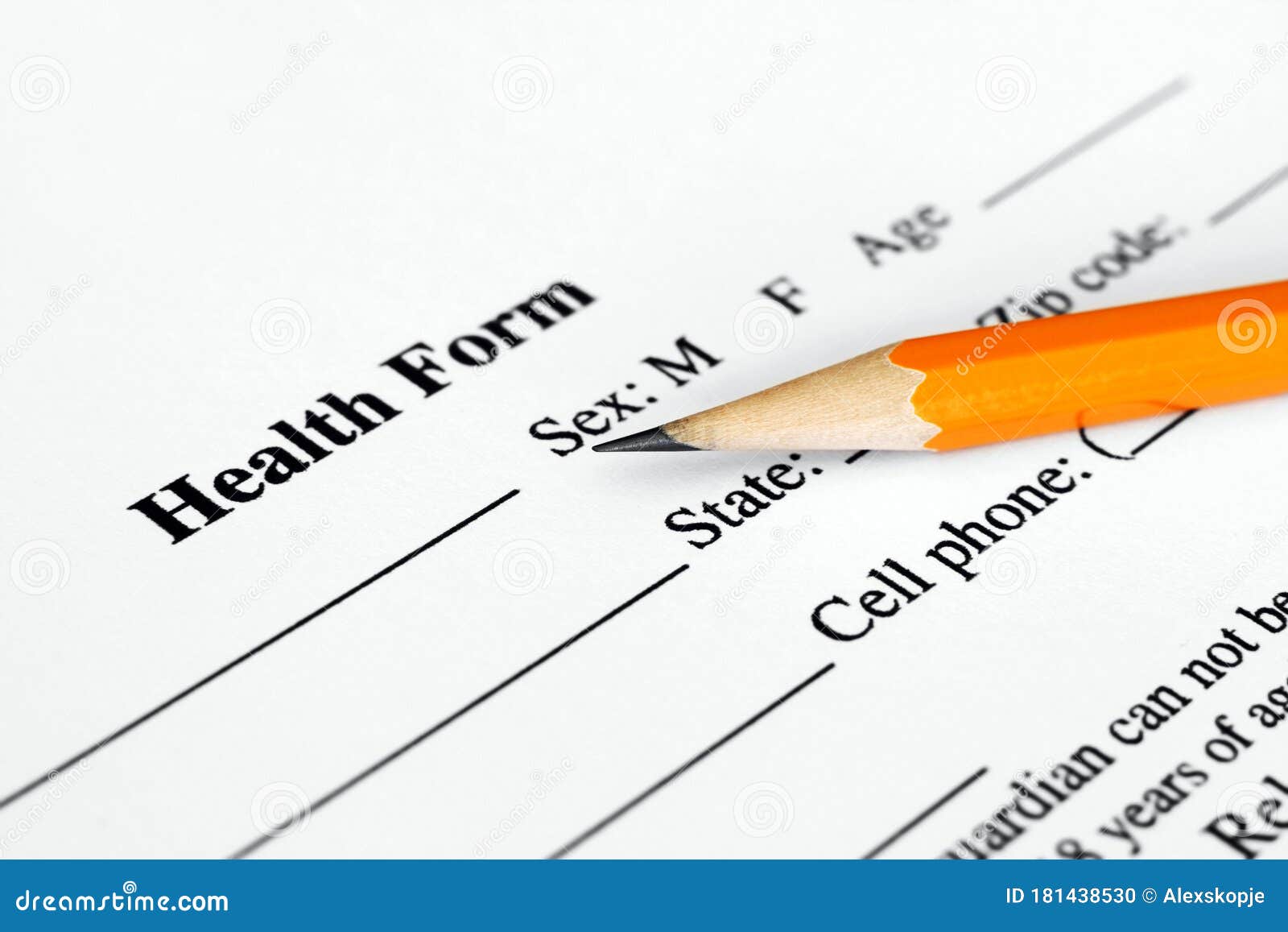Health form stock photo. Image of accident, trail, representative ...