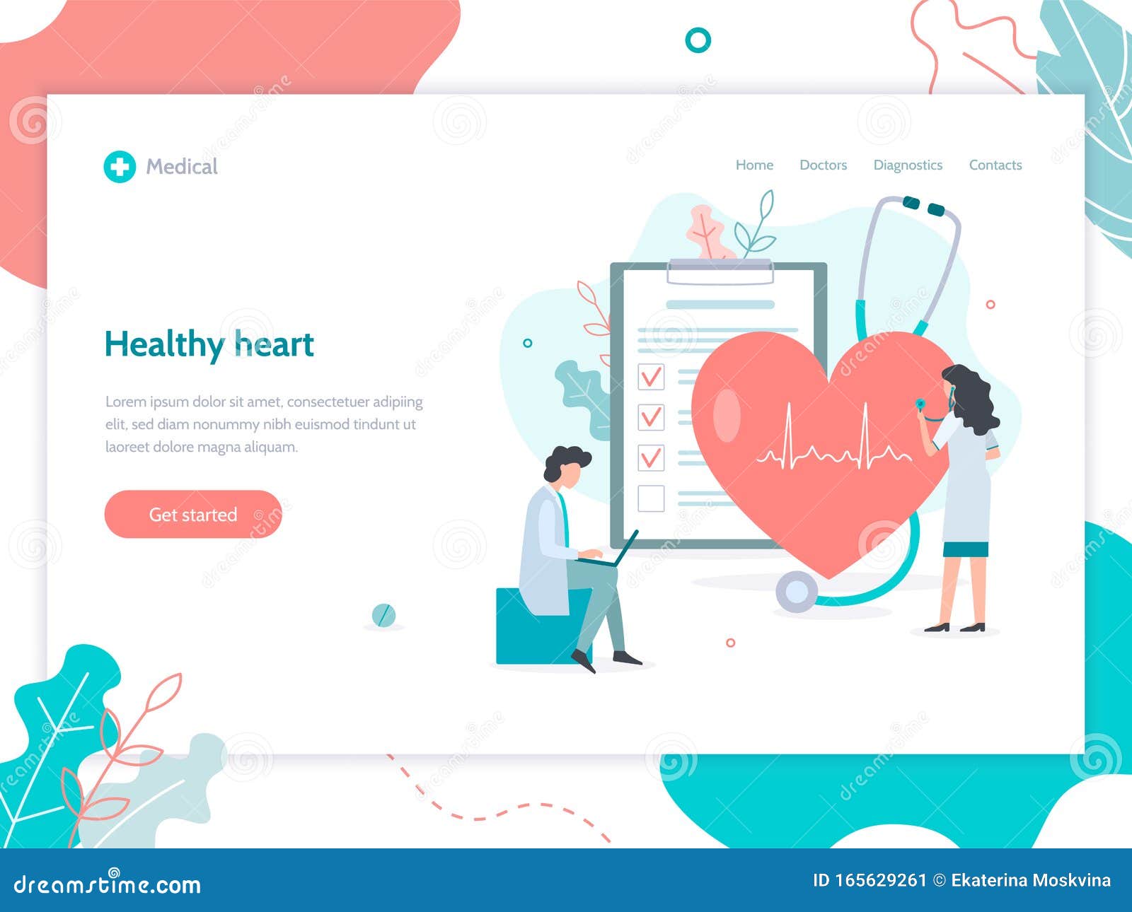 Health Heart Web Page Template Stock Vector - Illustration of ...