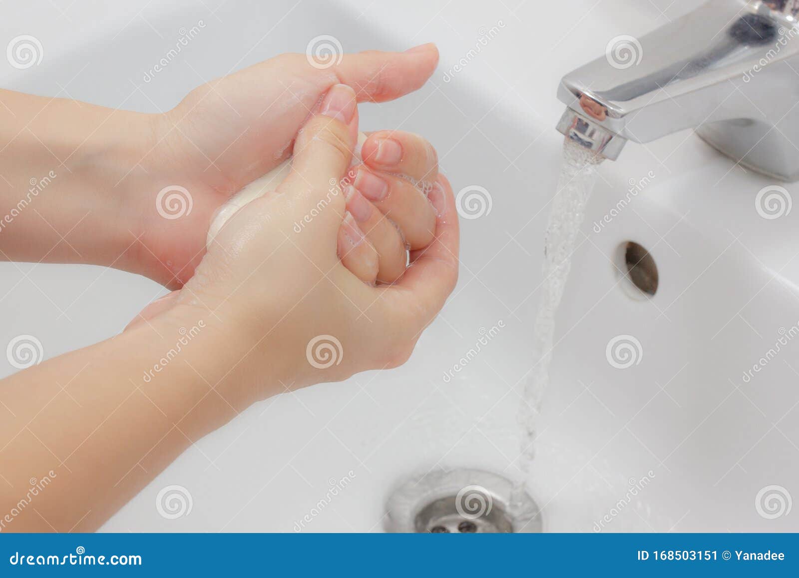 Health and Hygiene. Hand Washing with Soap Stock Image - Image of care ...