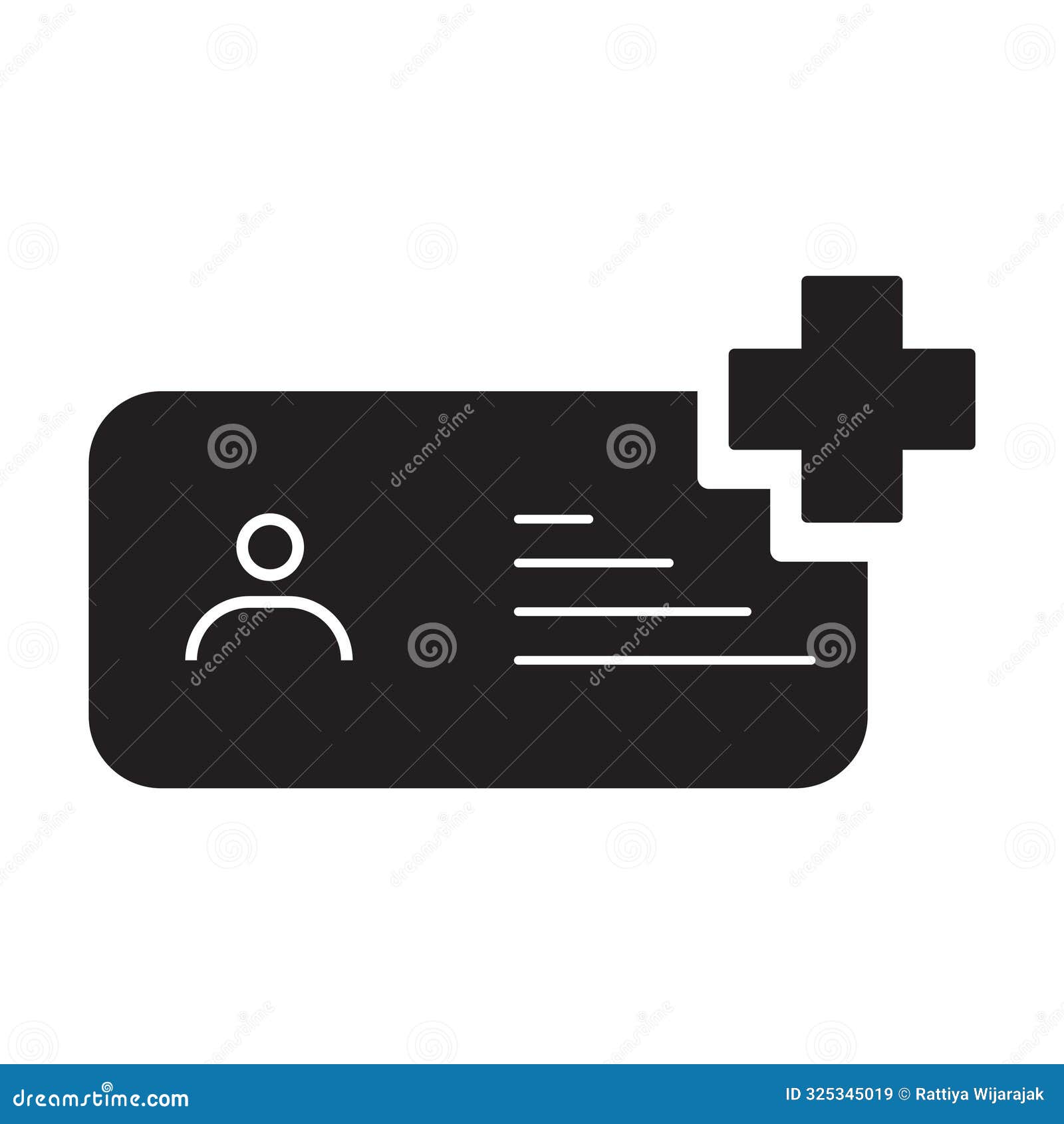 Medical Id Card With Cross And User Profile Cartoon Vector ...