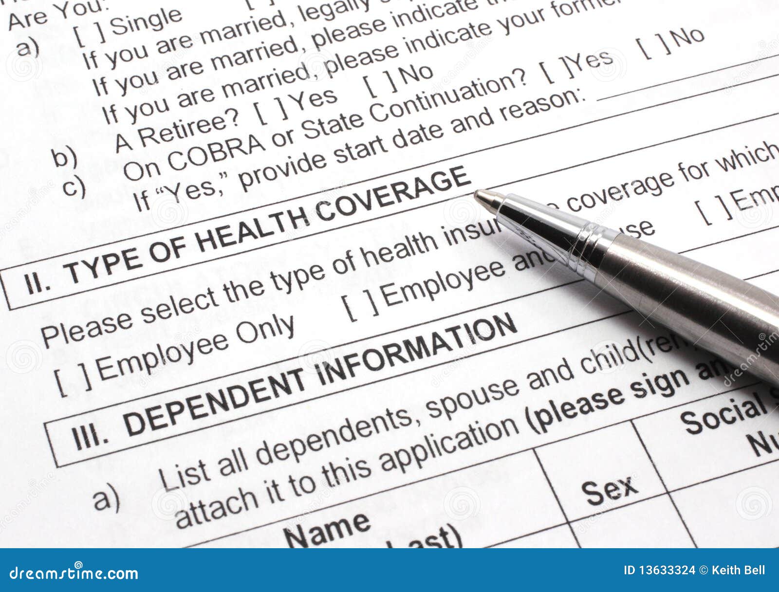 Health Insurance Application with Pen Stock Photo - Image of cobra ...