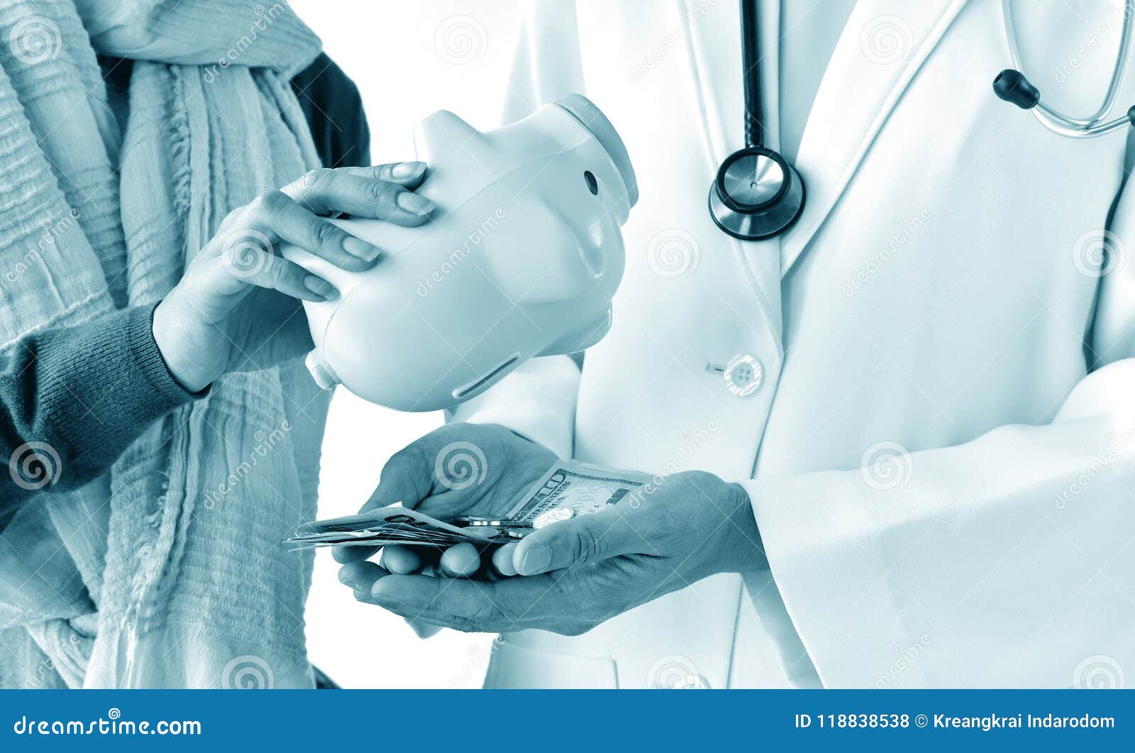 Health Insurance Concept Patient Paying Doctor For Medical Service