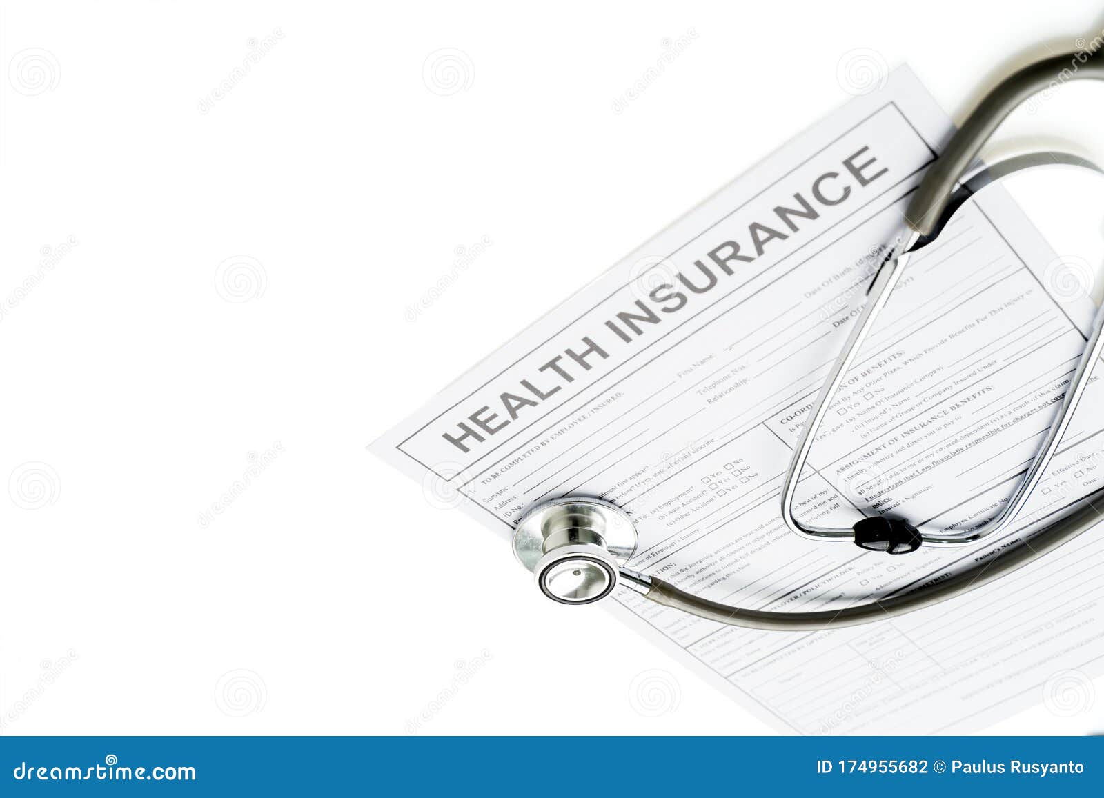 Health Insurance Document Below a Stethoscope Stock Photo - Image of ...