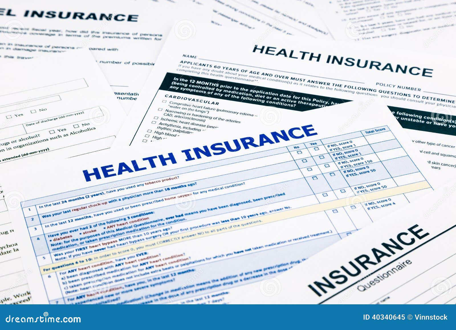 Health insurance form stock image. Image of legal, illness - 40340645