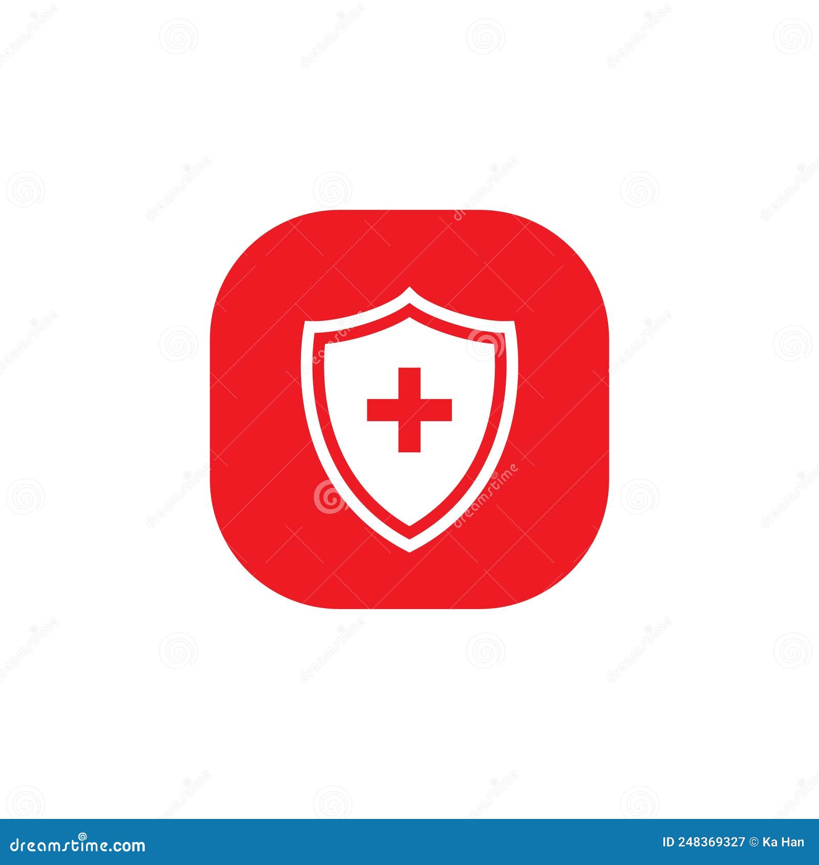 Health Insurance, Shield Icon Vector on Red Square Stock Vector ...