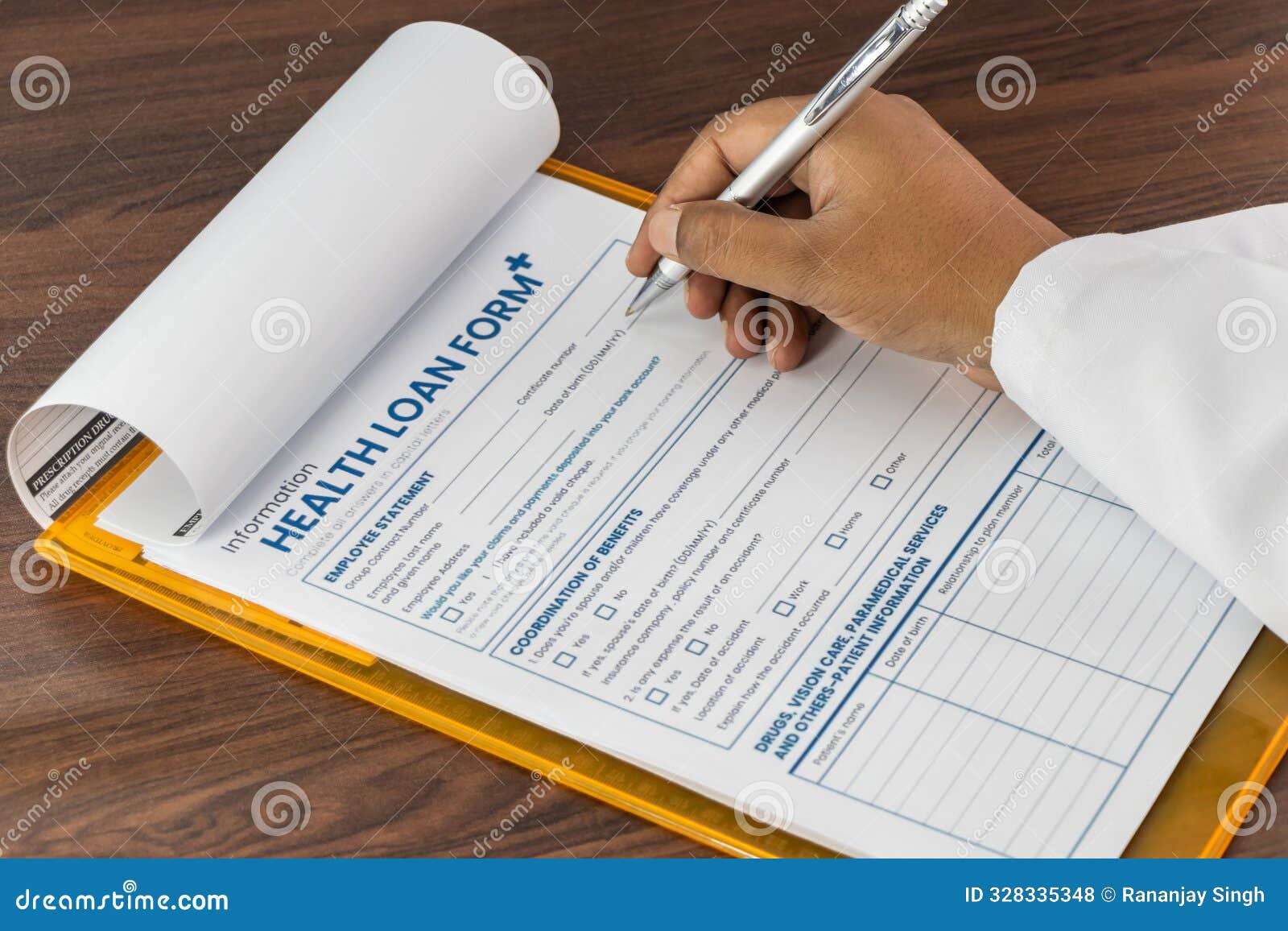 Health Loan Form Paperwork and Questionnaire for Loan Concepts Stock ...