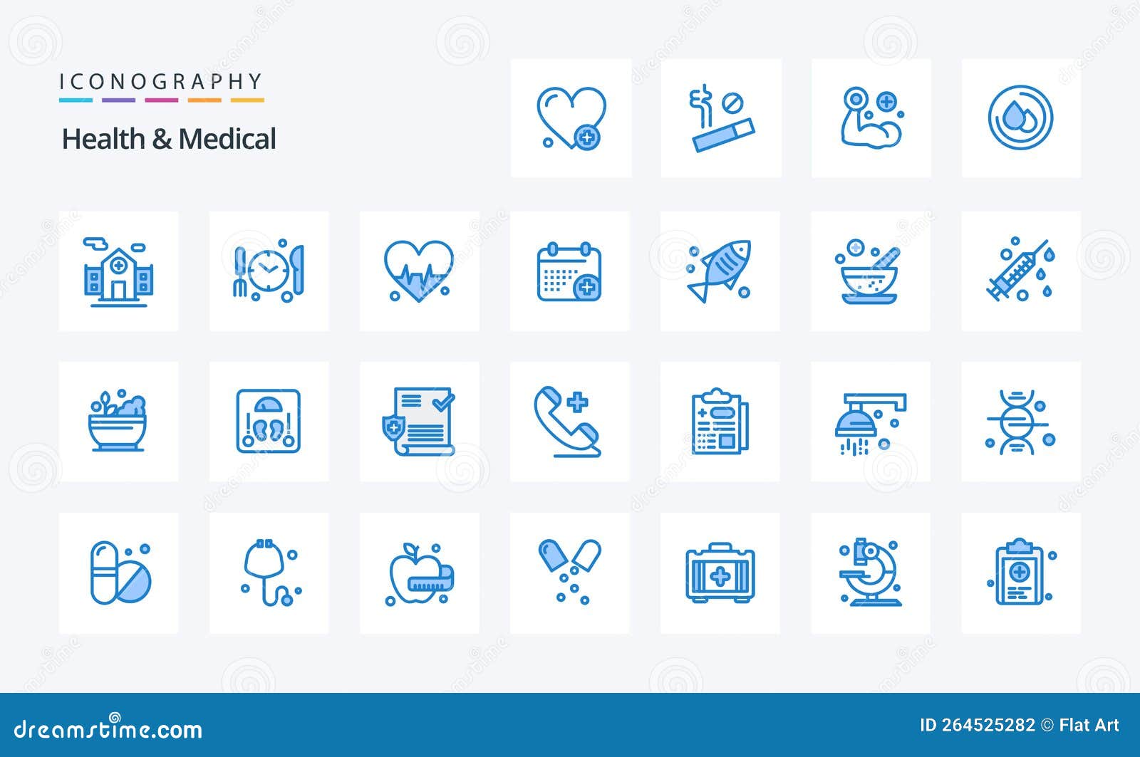 25 Health and Medical Blue Icon Pack Stock Vector - Illustration of ...